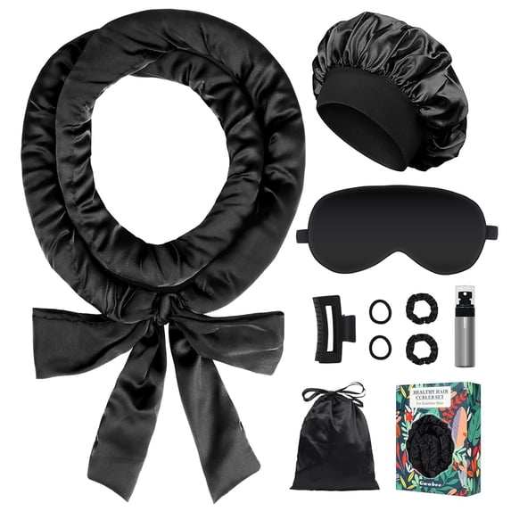 Professional 9-Piece Satin Heatless Hair Curler Set for Overnight Curls ...