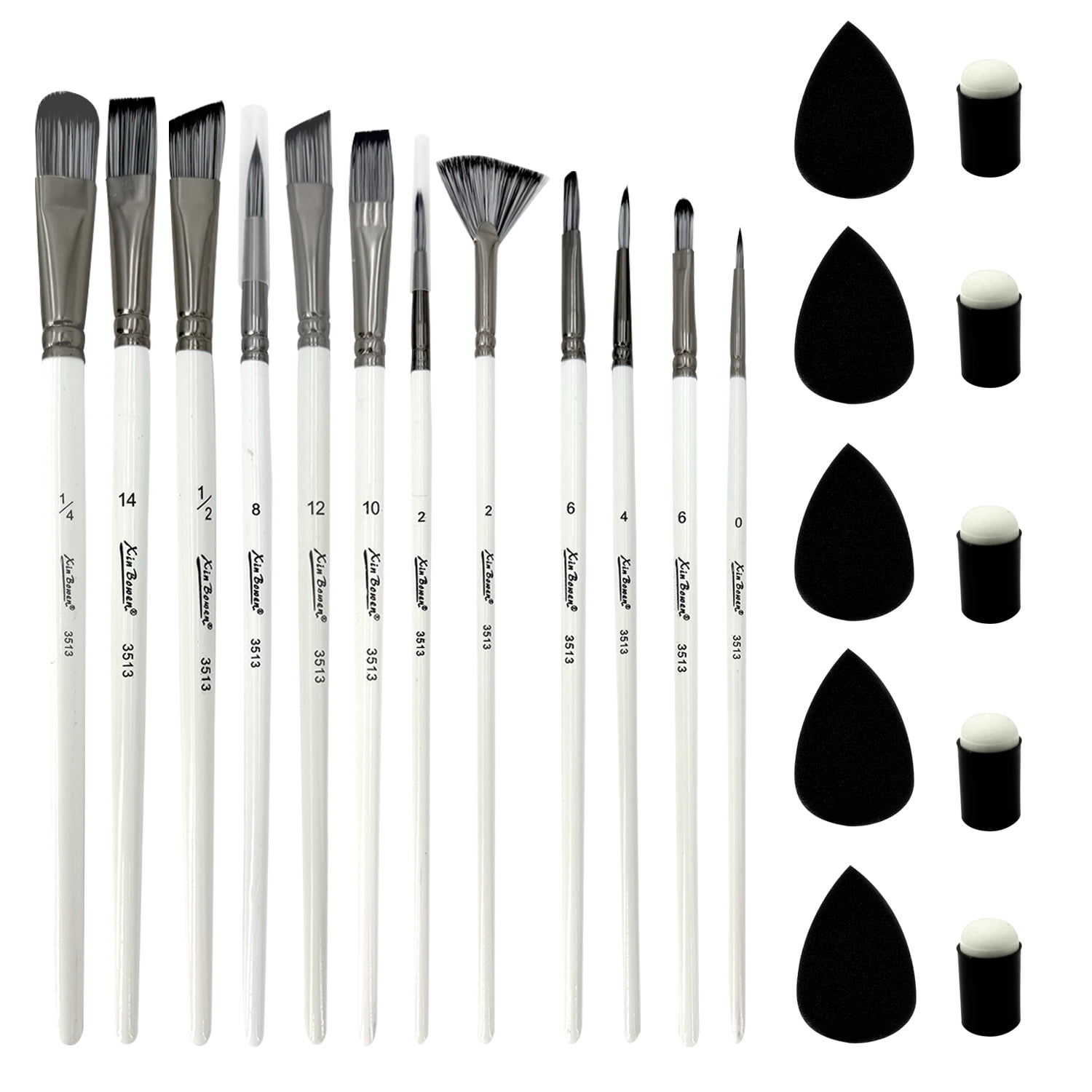 Professional Acrylic Brushes Set, 12 Pcs Face Painting Brushes with 5 ...