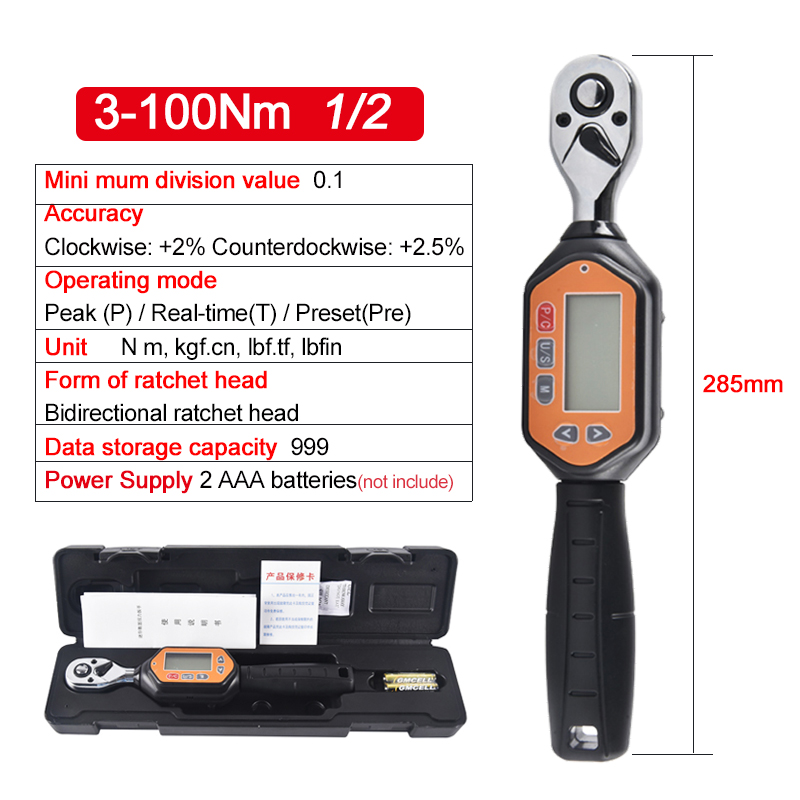 Professional Adjustable Preset Digital Torque Wrench Bicycle Car Repair Tool Torque Spanner ...