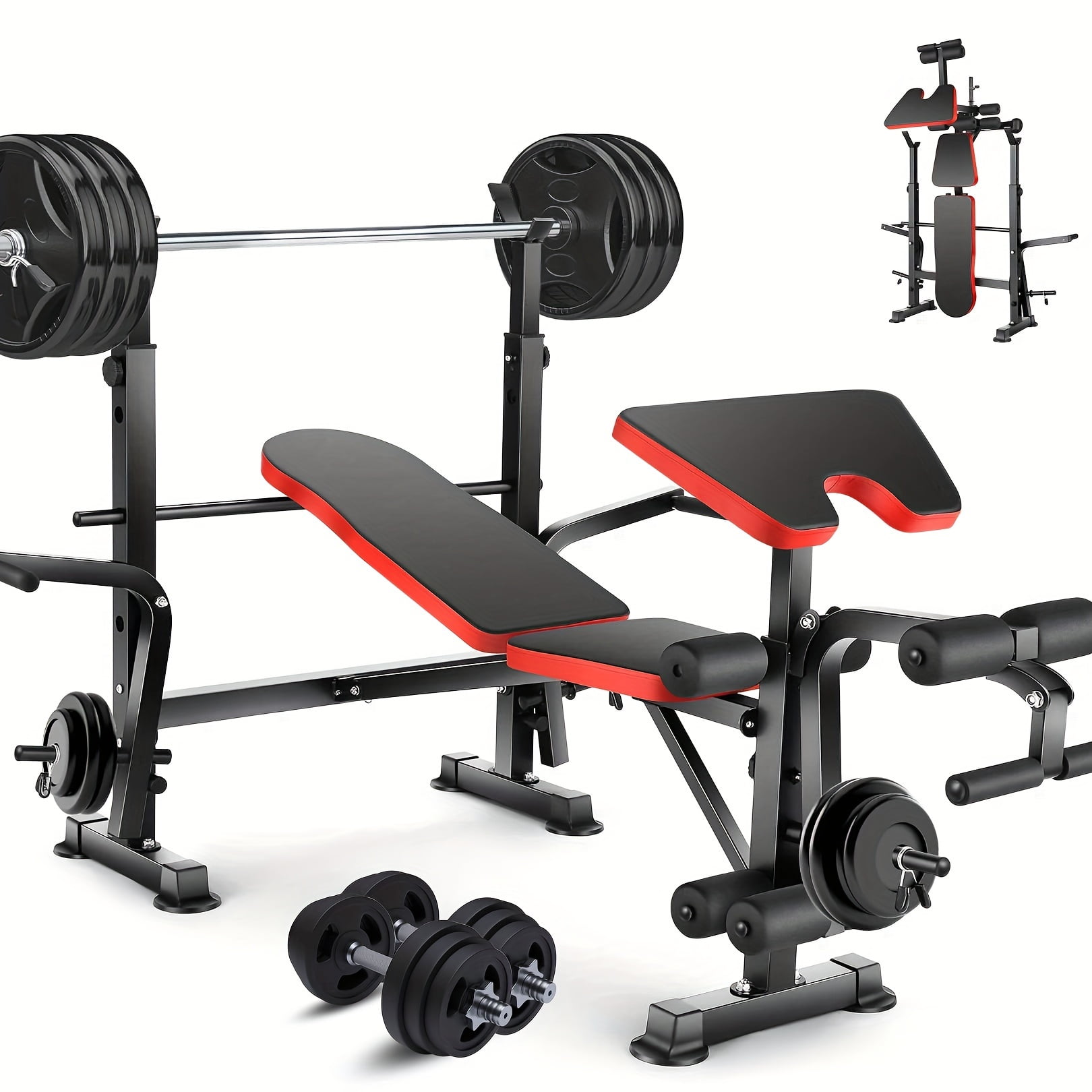 Professional All-In-One Weight Bench Set with Squat Rack - Adjustable ...