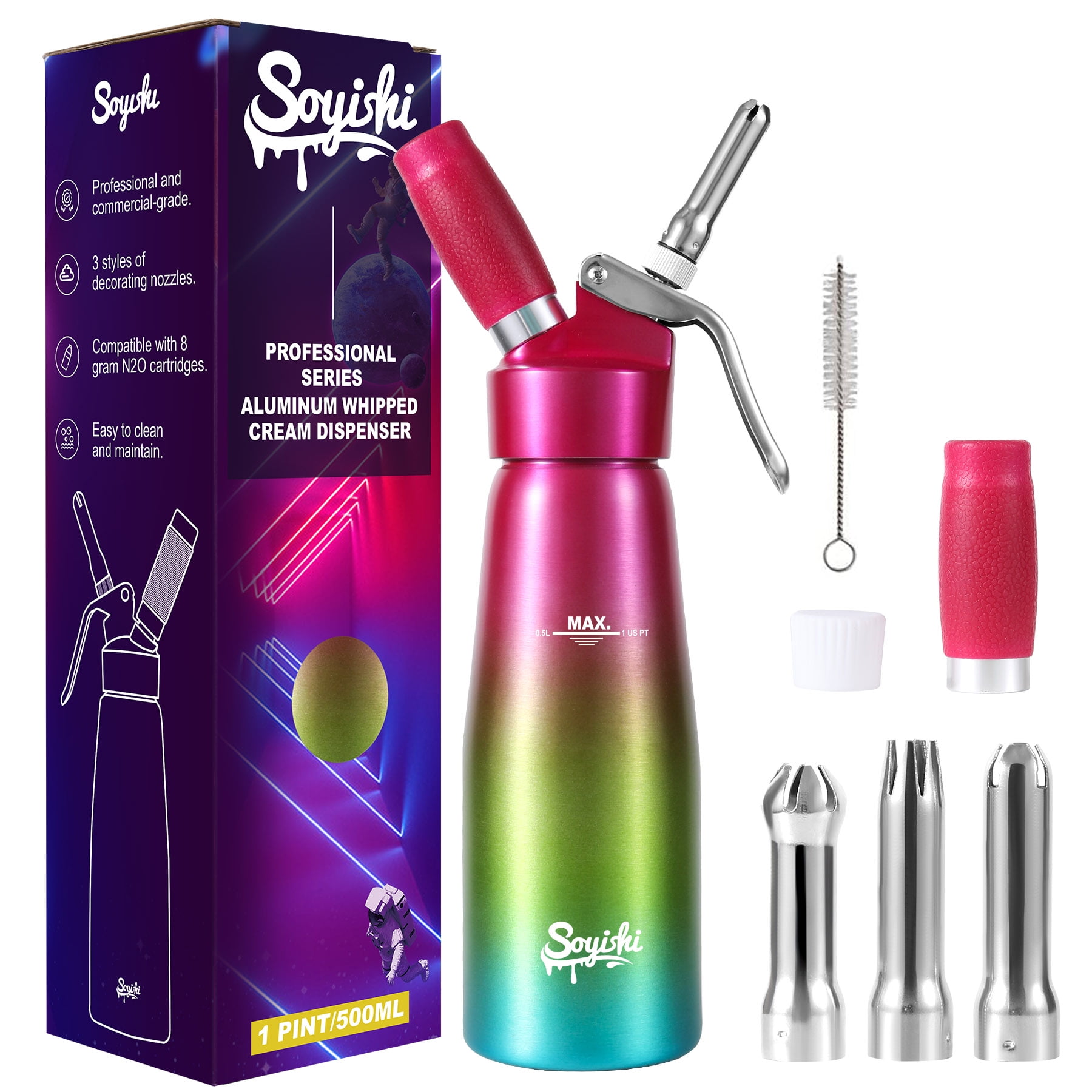 Professional Aluminum Whipped Cream Dispenser 500ml Whip Cream Canister ...