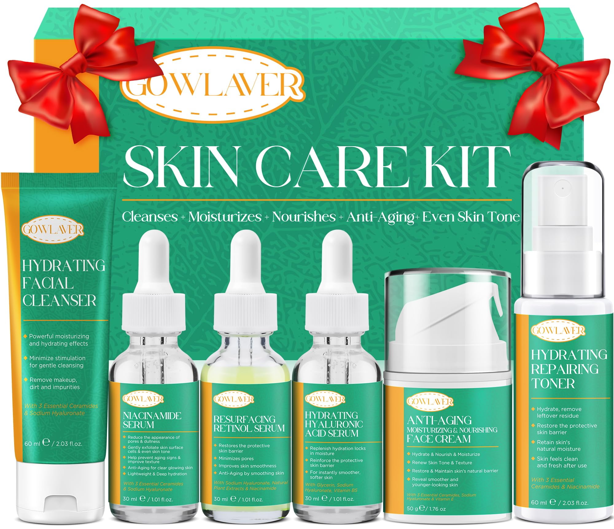 Professional Anti-Aging Skin Care Set Kit for Women Teens,Niacinamide ...