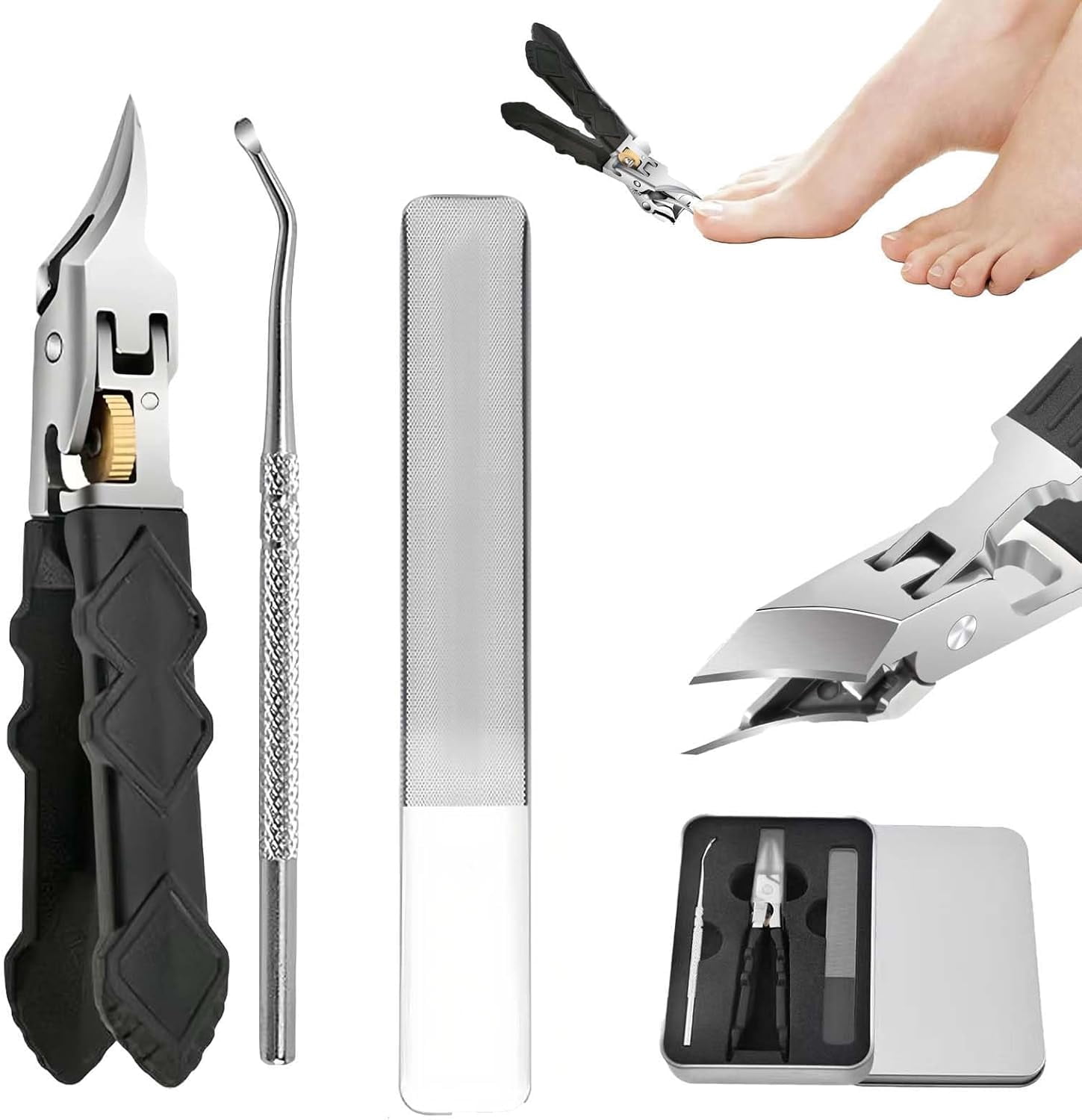 Professional Anti-Slip Nail Clipper Set with Curved Sharp Blades ...