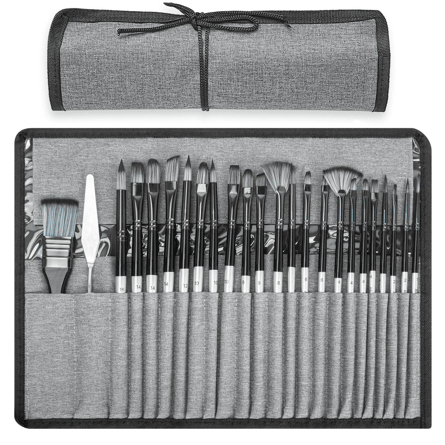 24 Pieces Paint Brushes, Acrylic Painting Brush Set, Watercolor Brushes, Acrylic Brushes for Oil ...