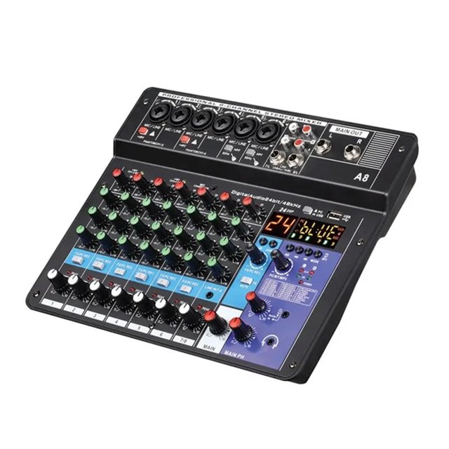 Professional Aud-io Mixer 8-Channel Sound Mixing Console A8 Support USB ...