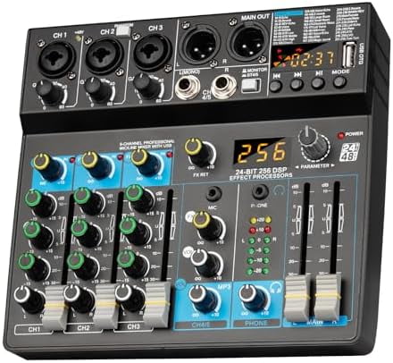 Professional Audio Mixer Digital FX 256-Bit DSP USB Bluetooth MP3 ...
