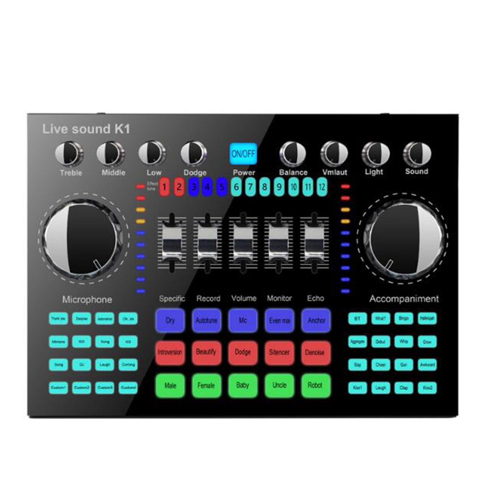 Professional Audio Mixer, K1 Live Sound Card Portable Bluetooth Sound ...
