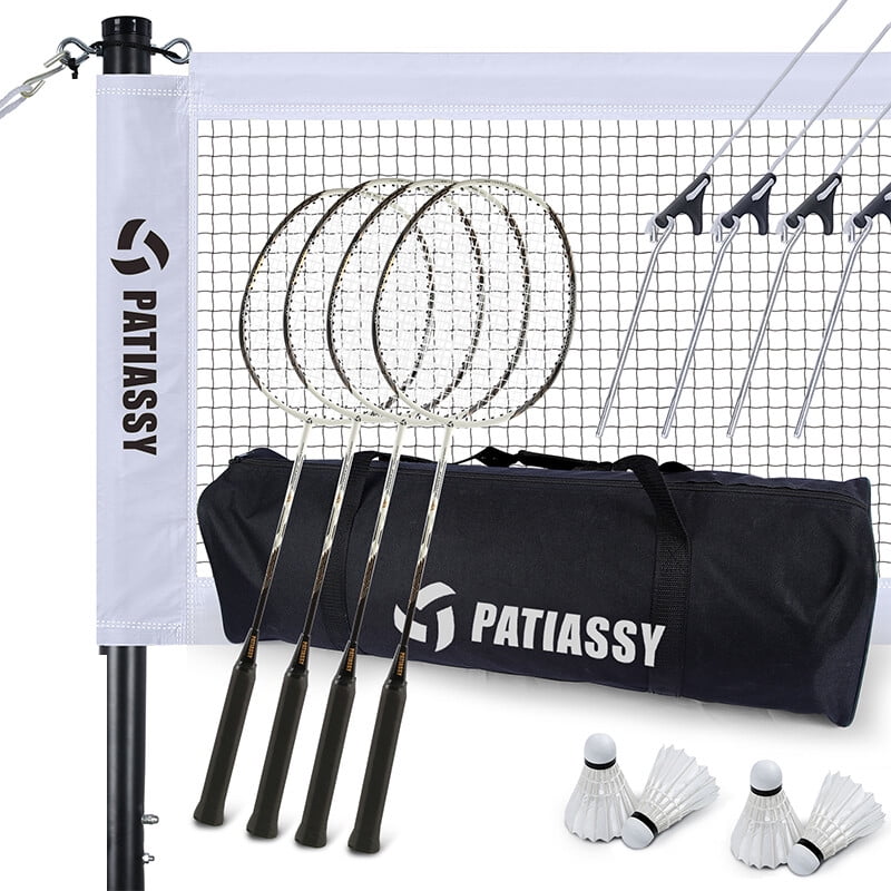Professional Badminton Net Sets with 4 Carbon Rackets & 4 Badminton ...