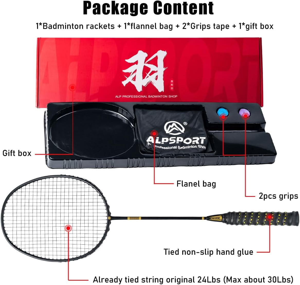 Professional Badminton Racket ZJ Net 4U G5 with Gift Box & Accessories ...