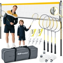 Patiassy Badminton Set with Grip Handle Portable Net 4 Rackets ...