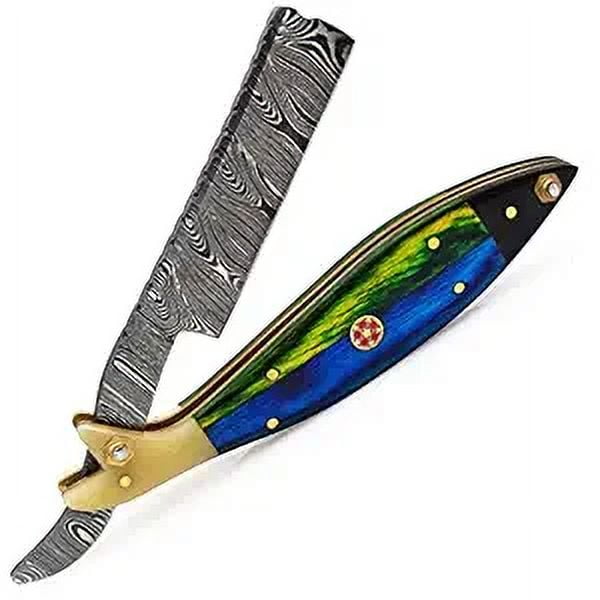 Professional Barber Razor, Damascus Steel Straight Edge Razor fixed ...