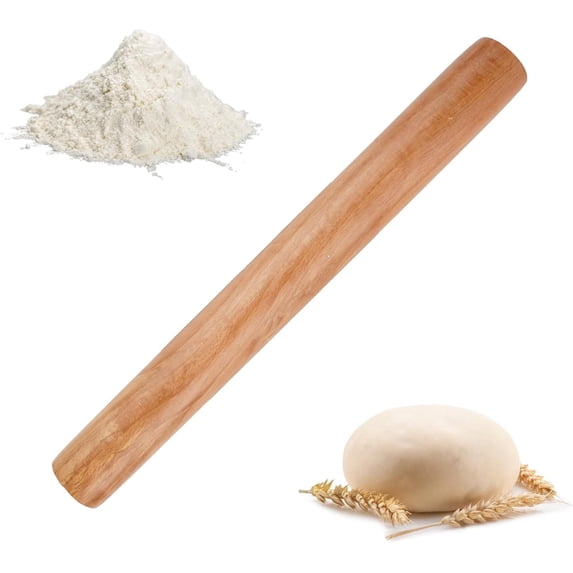 Professional Beech Wood Rolling Pin 29cm - Smooth Non-Stick Design, No ...
