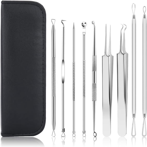 Professional Blackhead Remover Tool Kit - 9-Piece Stainless Steel ...