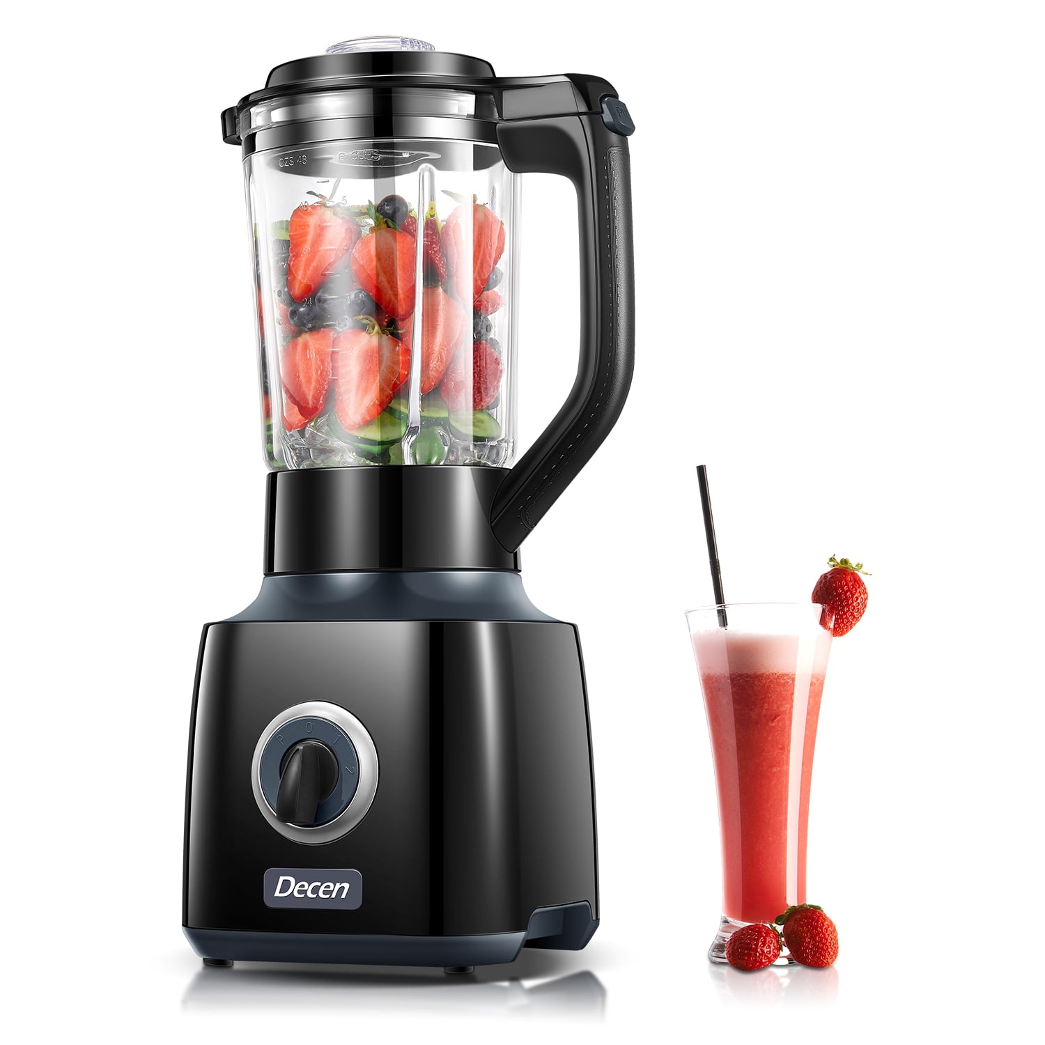 Professional Blender for Kitchen with 6 Cup Glass Jar, Decen Black ...
