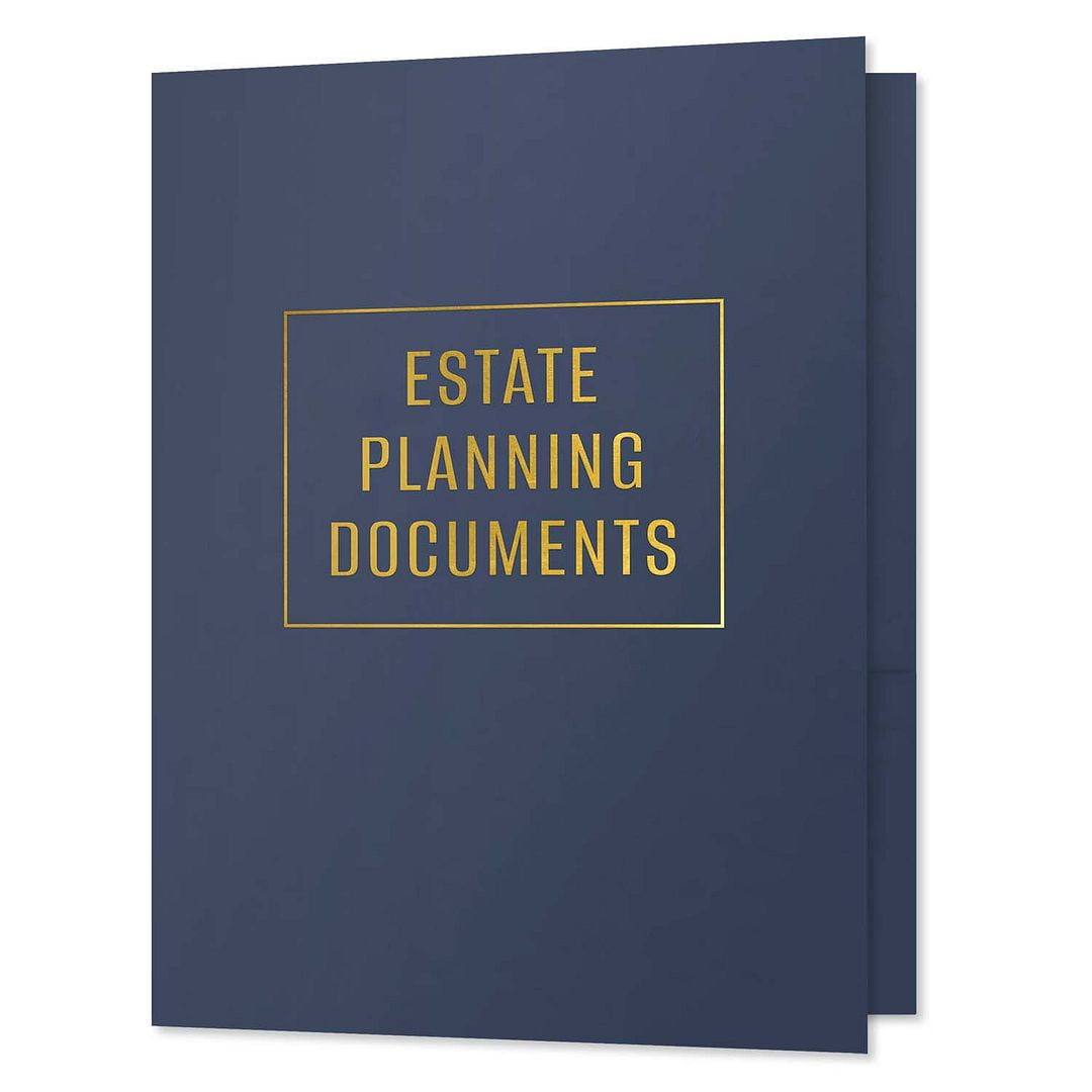 Professional Blue Linen Estate Planning Folders / 25 Sleek Navy Gold ...
