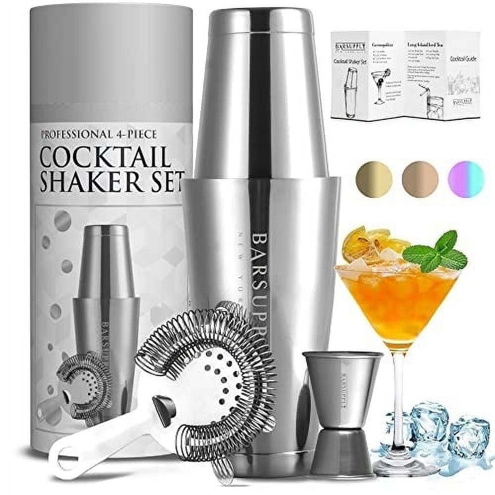 Professional Boston Cocktail Shaker Set 4-Piece Stainless Steel 304 ...