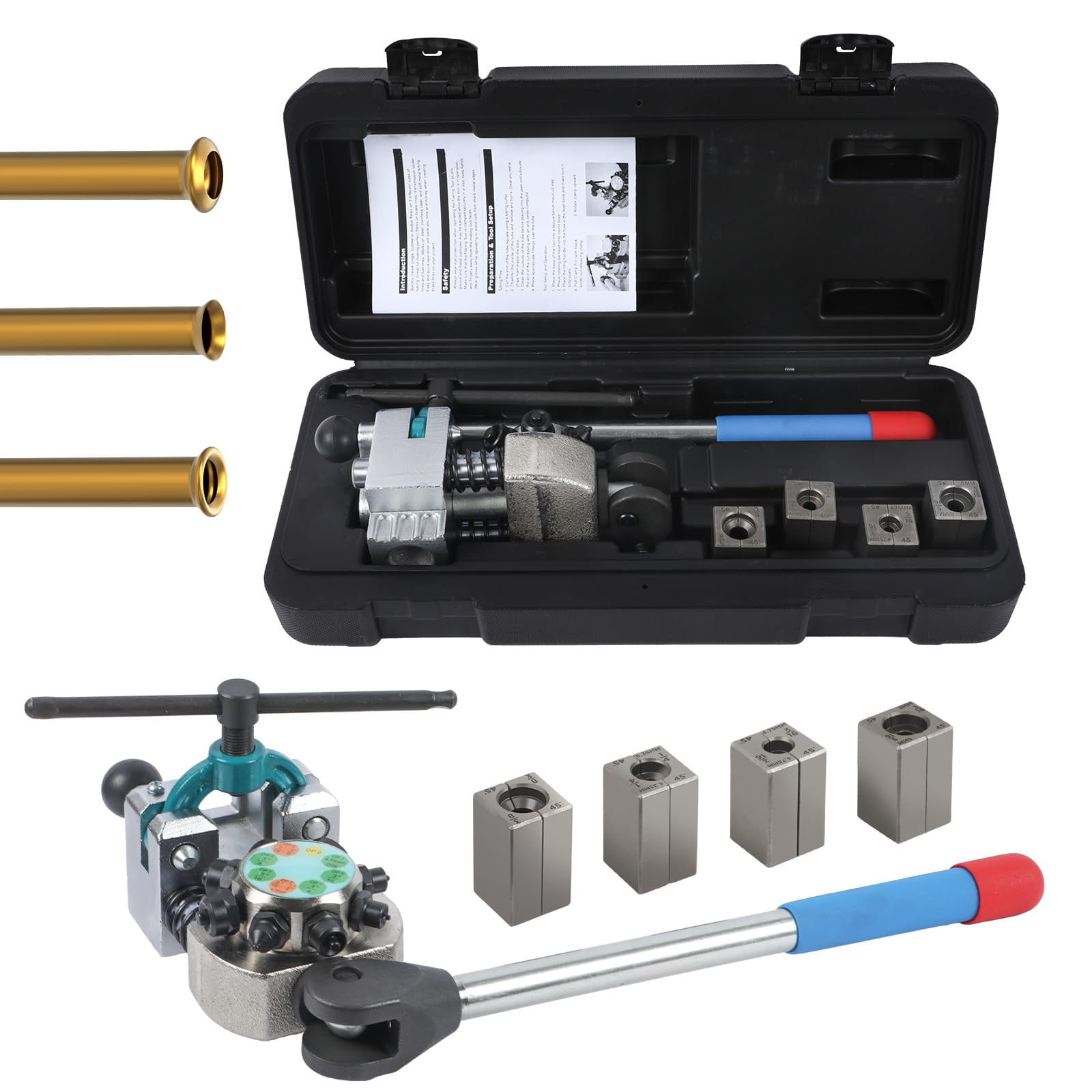 Professional Brake Line Flaring Tool Kit for 45 Single, Bubble, Double ...