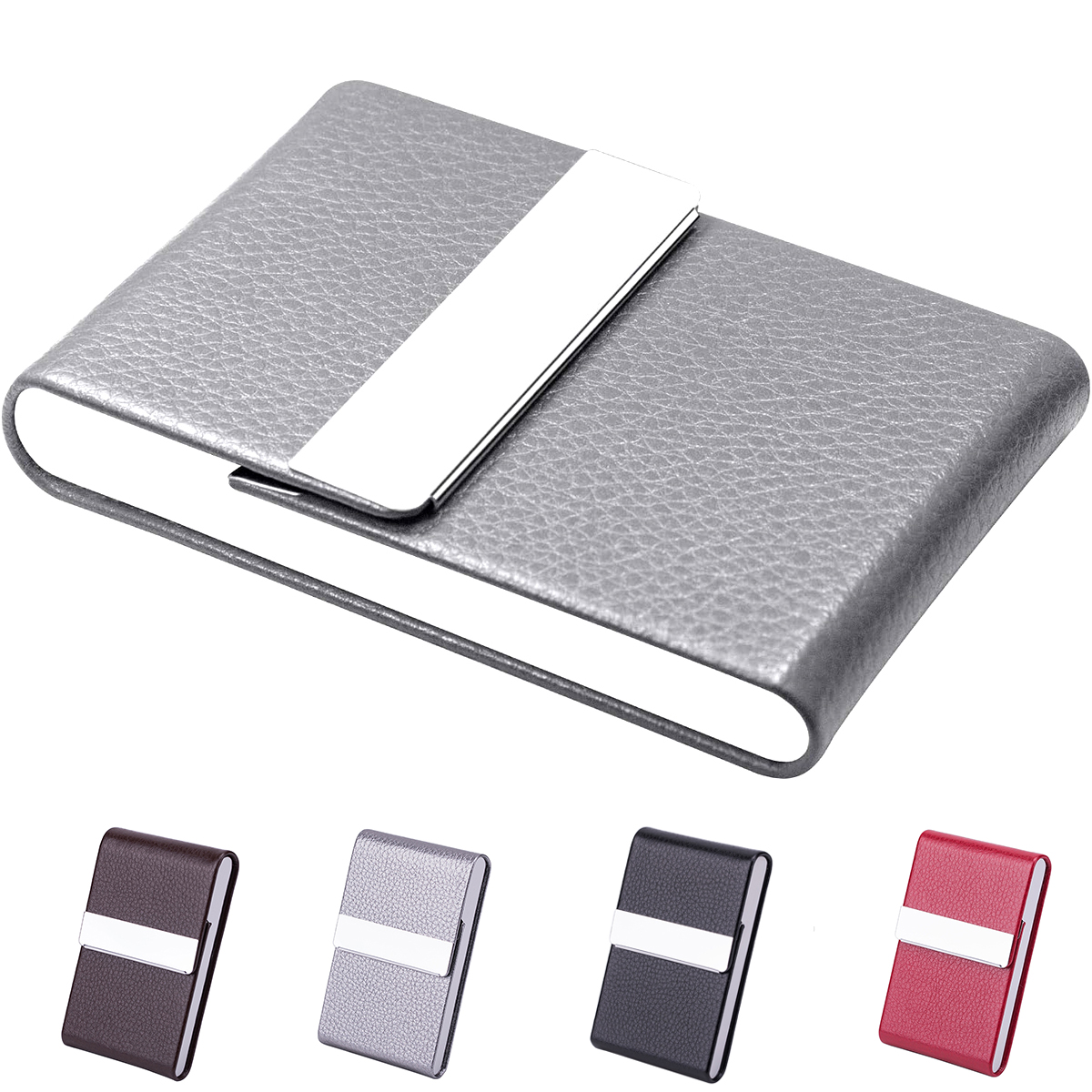 Professional Business Card Holder PU Leather Business Card Case Name ...