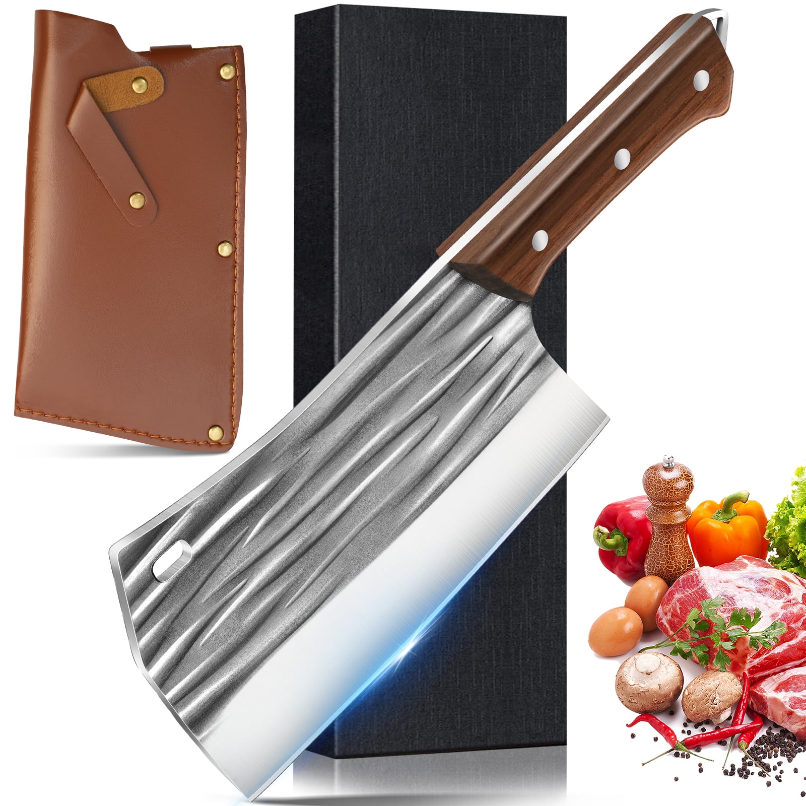 Professional Butcher Knife Set with Bag, Hand Forged High Carbon Steel ...