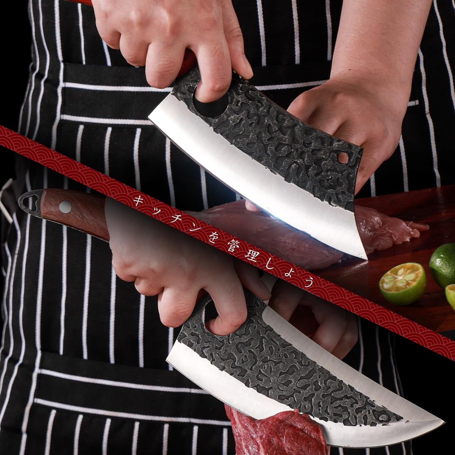 Professional Butcher Knife Set for Meat Processing, 3Pcs High Carbon ...