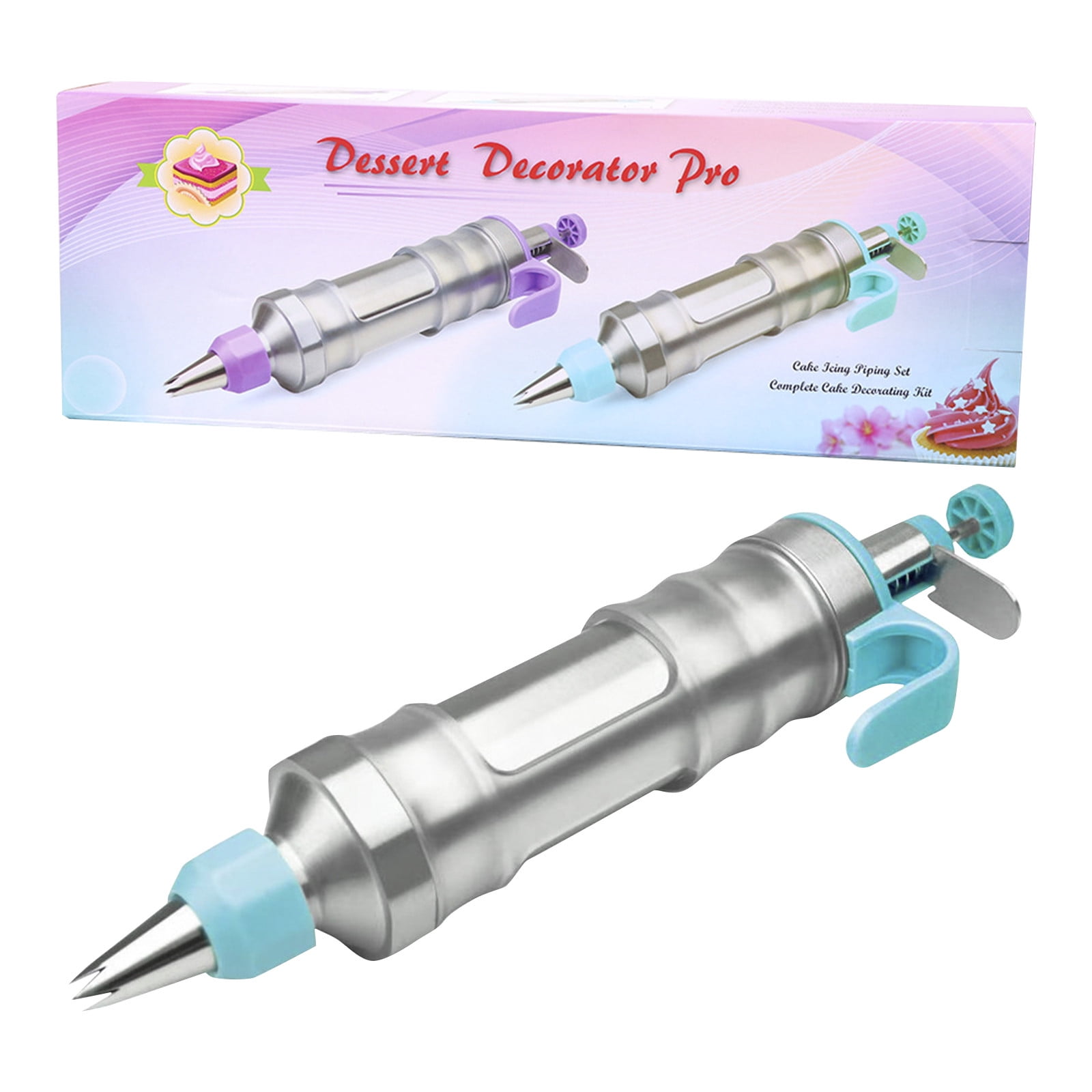 Professional Cake Decorating Kit with 6 Stainless Steel Icing Tips ...