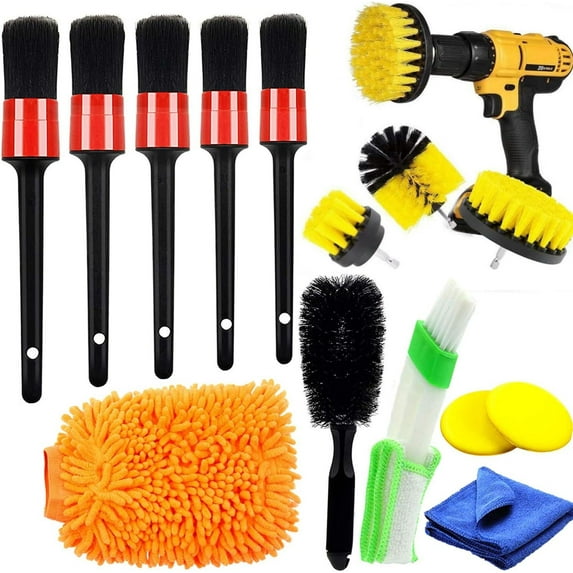 Professional Car Detailing Brush Kit 14-Piece, Complete Interior ...