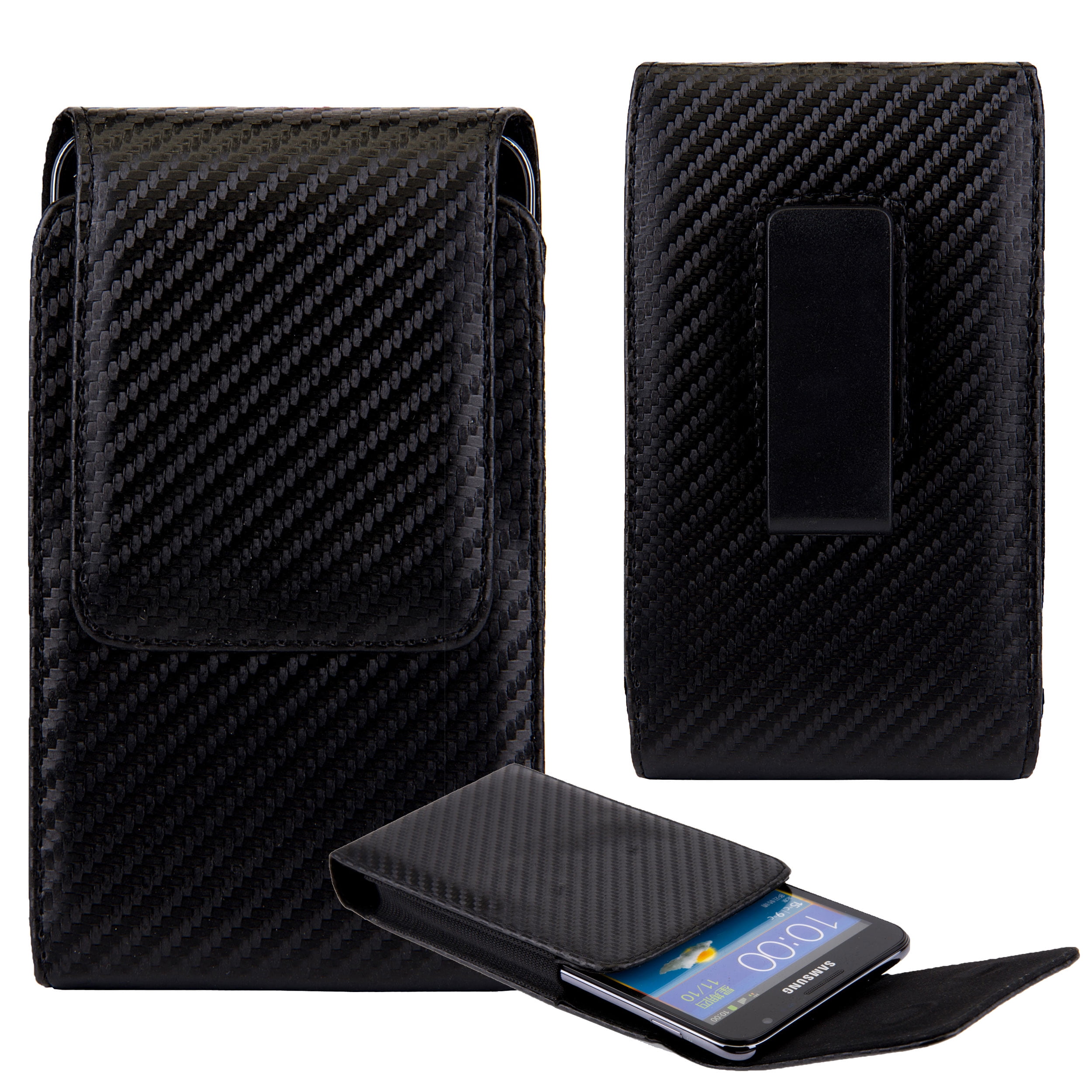 Professional Carbon Fiber Design Vegan Leather Vertical Smartphone ...