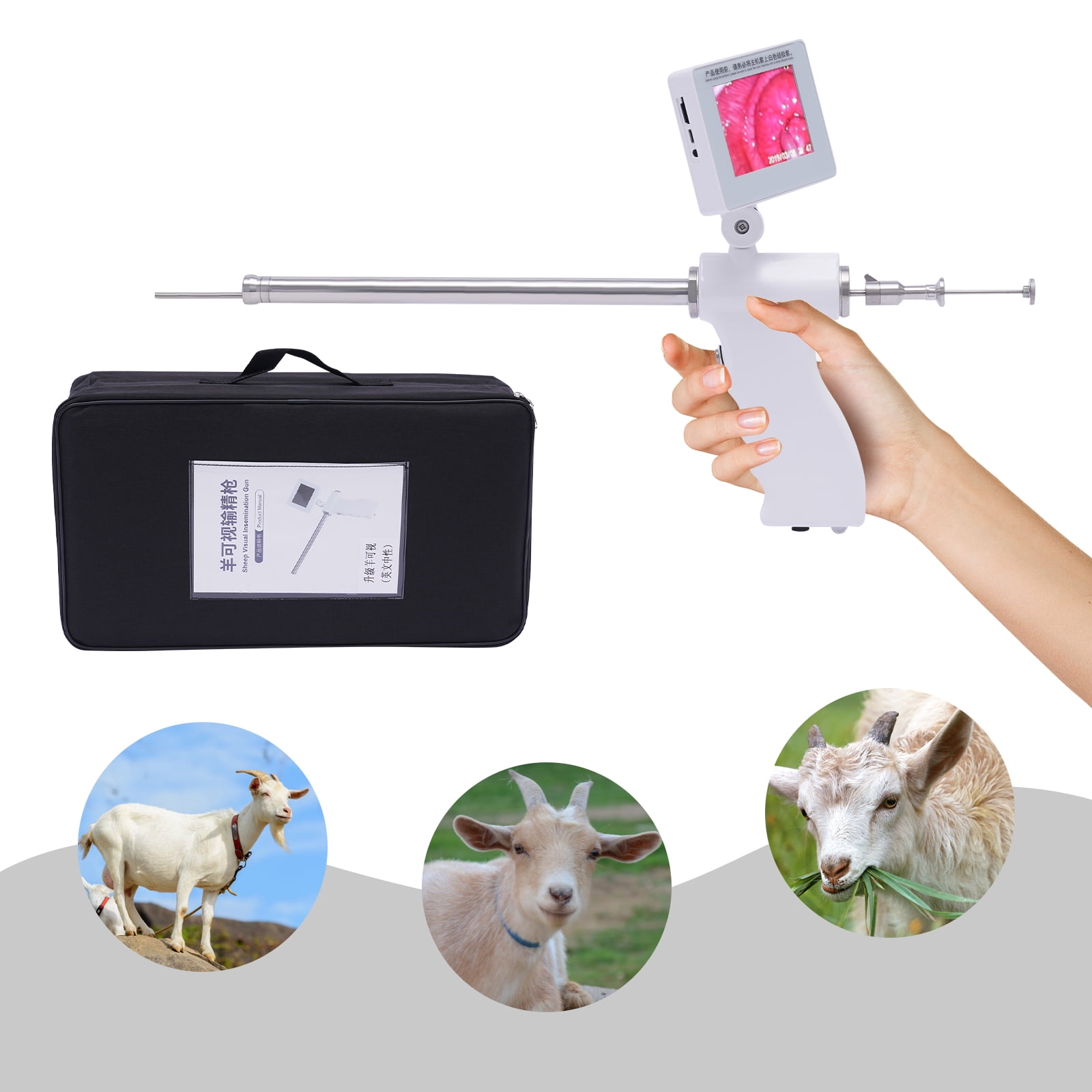 Professional Cattle AI Kit, Artificial Insemination Gun Set for Efficient Breeding, 16GB SD Card ...