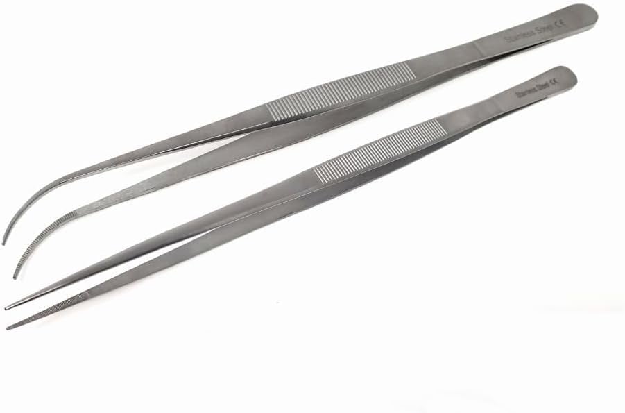 Professional Chef Kitchen Tweezers Stainless Steel Food Tongs Straight ...