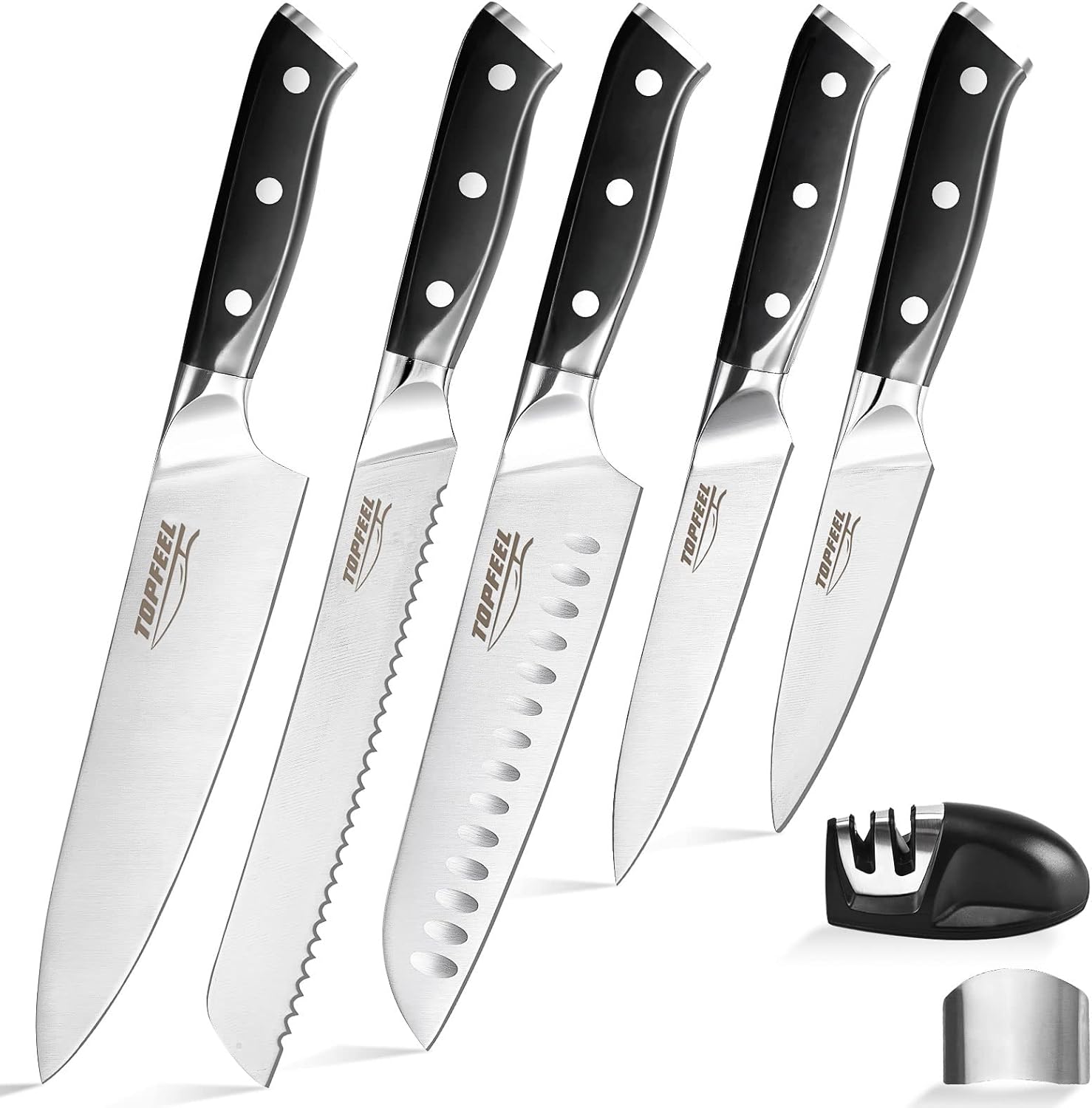 Professional Chef Knife Set 5PCS, 3.5-8 Inch Set Kitchen Knives German High Carbon Stainless ...