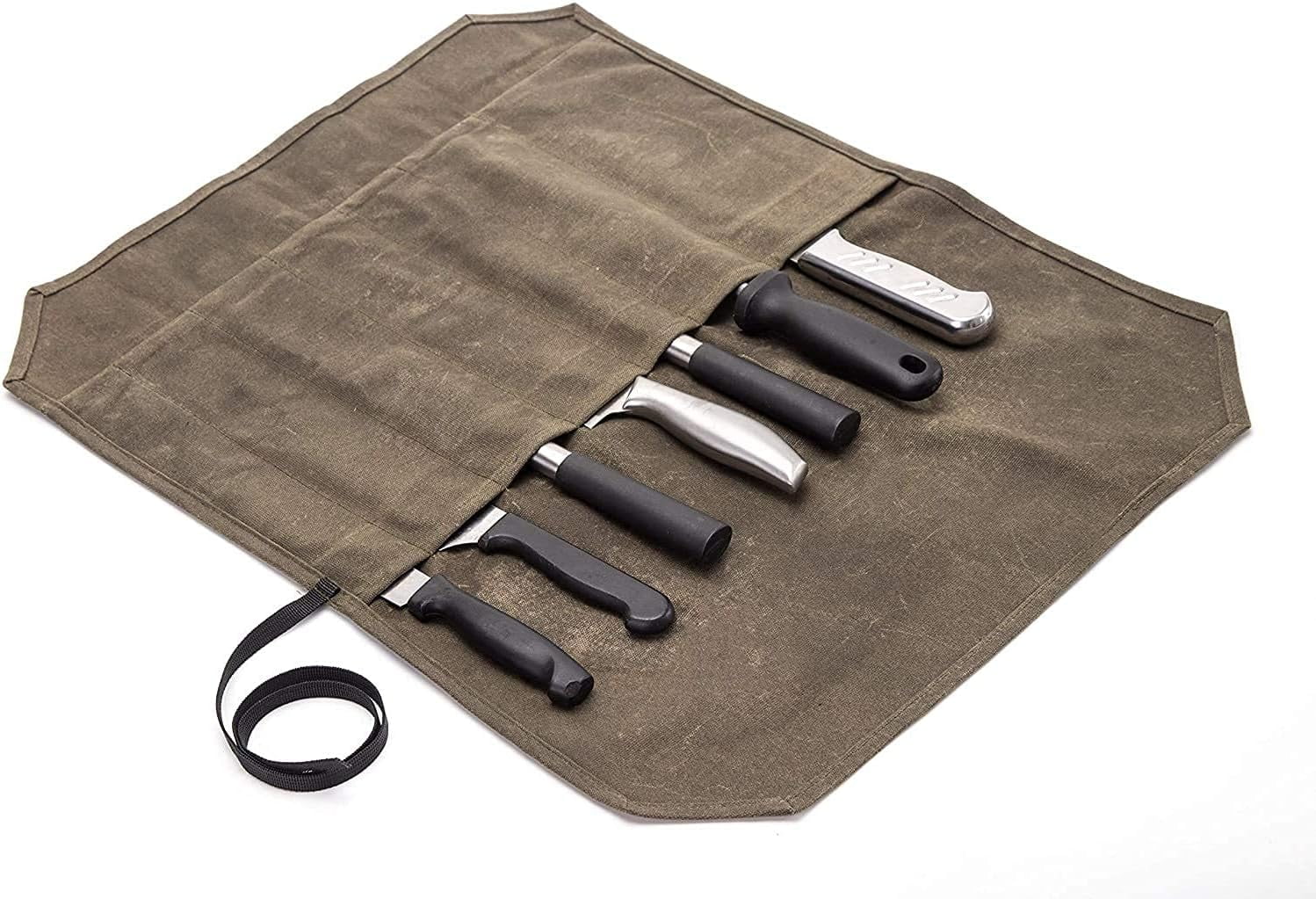 Professional Chef’s Knife Roll, Waxed Canvas Foldable Knife Culinary ...