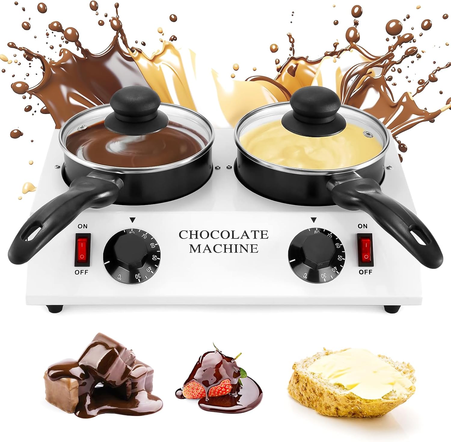 Professional Chocolate Tempering Machine, 2 Pots 80W Commercial ...