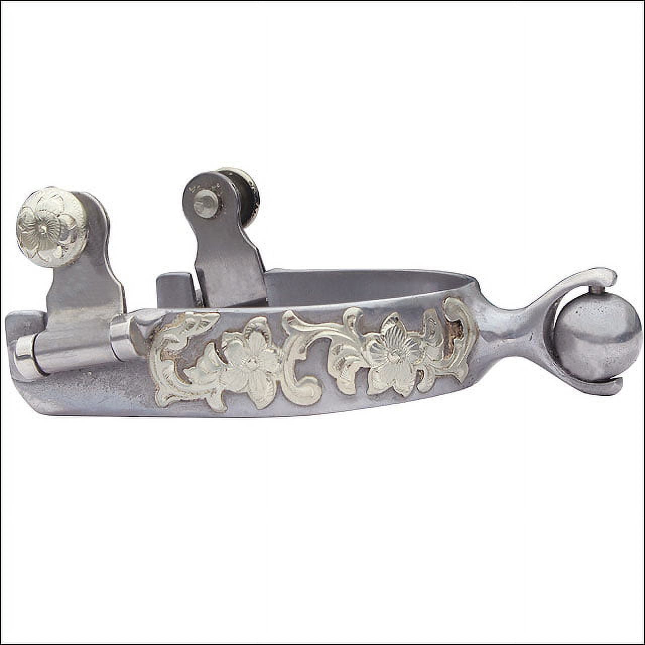 Professional Choice Horse Tack Floral Horseman 10Pt Rowel Silver Ball ...