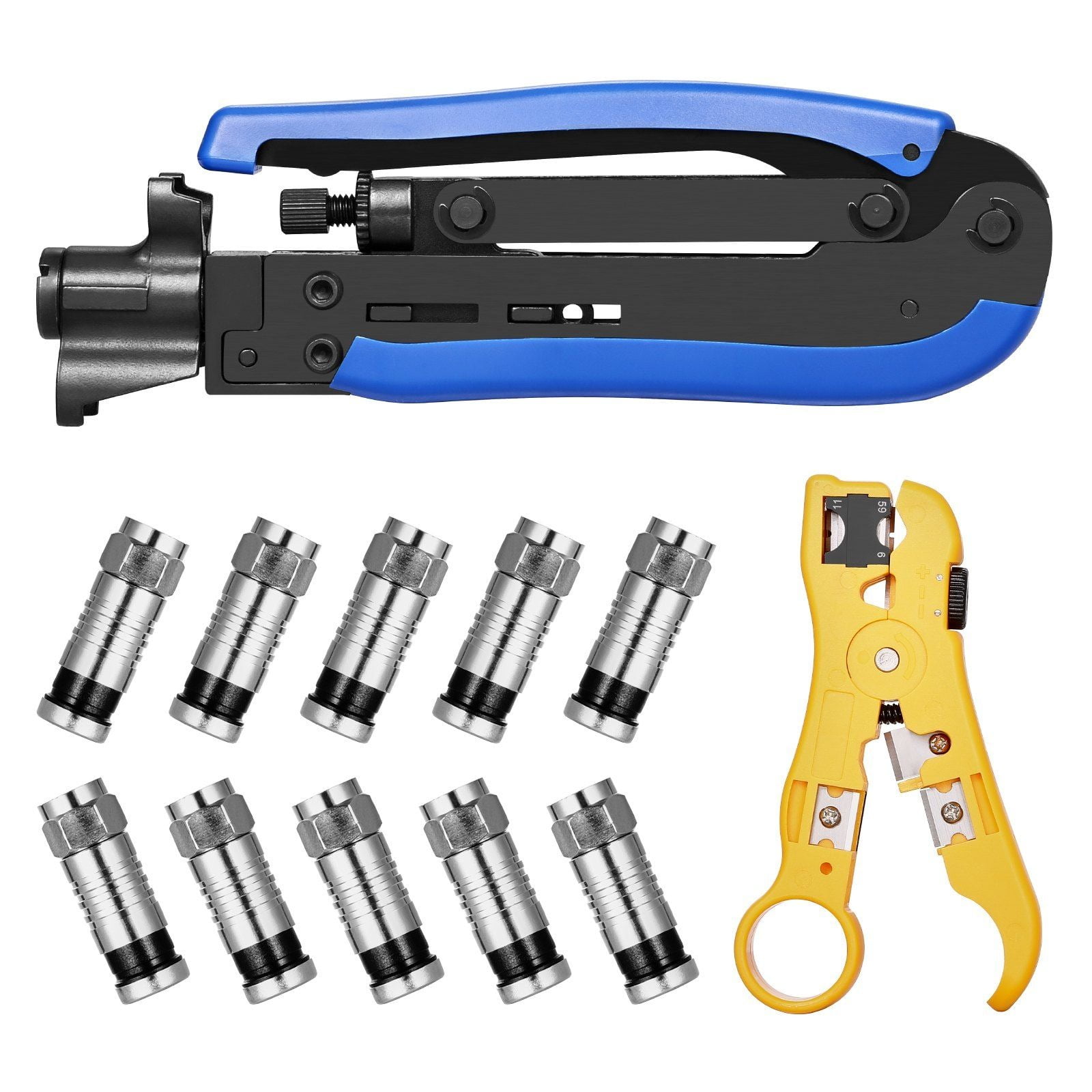 Professional Coax Crimper Tool Kit - Compression Crimping Plier for ...