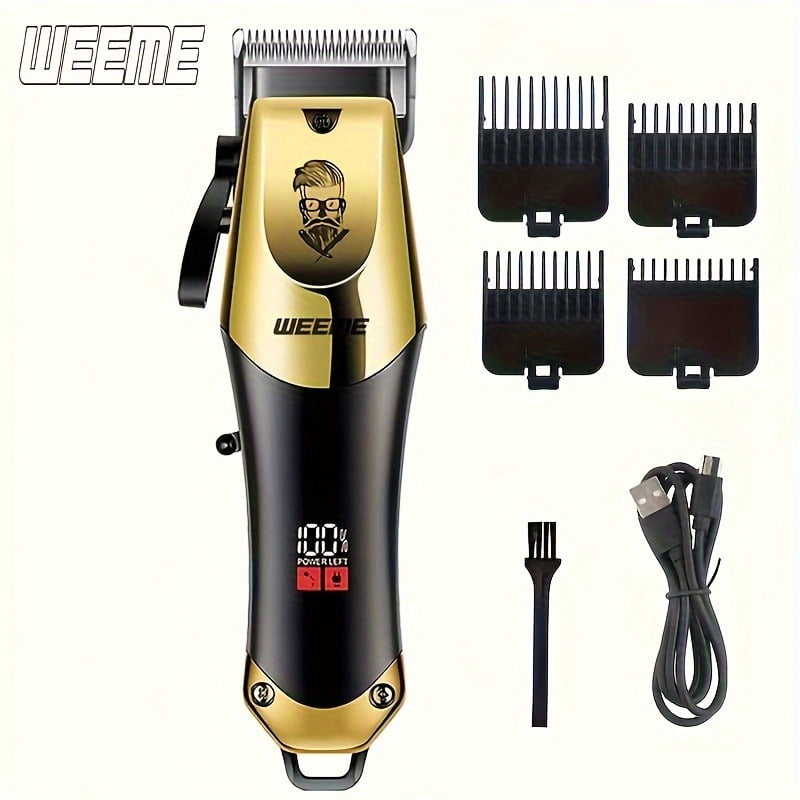 Professional Cordless Hair Clipper Kit w/ 4 Guide Combs, USB ...