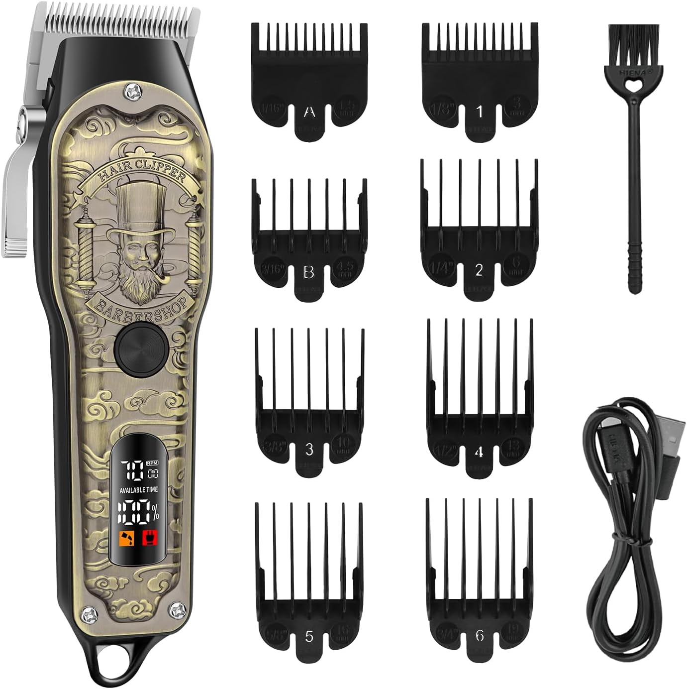 Professional Cordless Hair Clippers for Men, Rechargeable Electric Hair ...