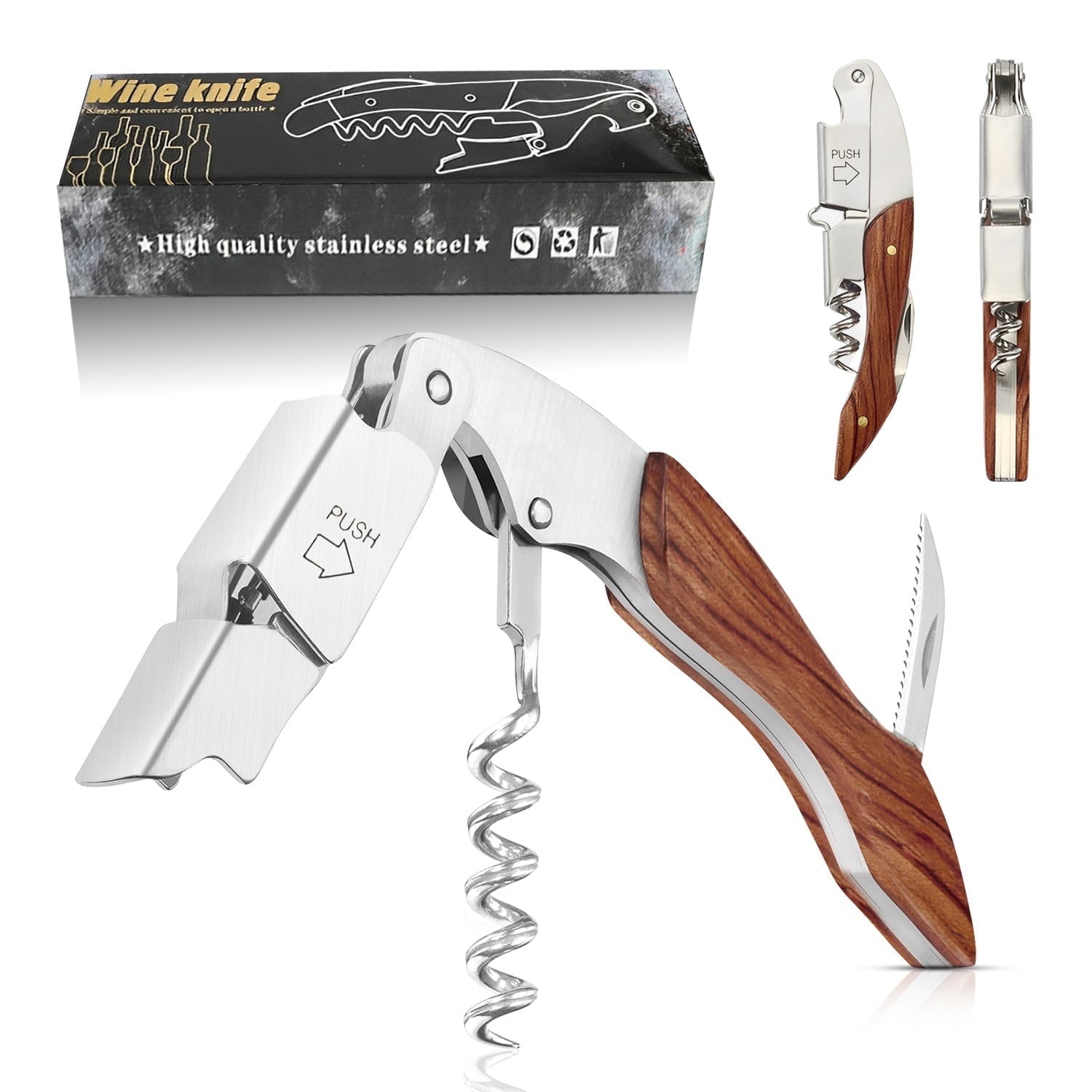 JIANIYA Professional Corkscrew Wine Opener Foil Cutter & Cap Remover ...