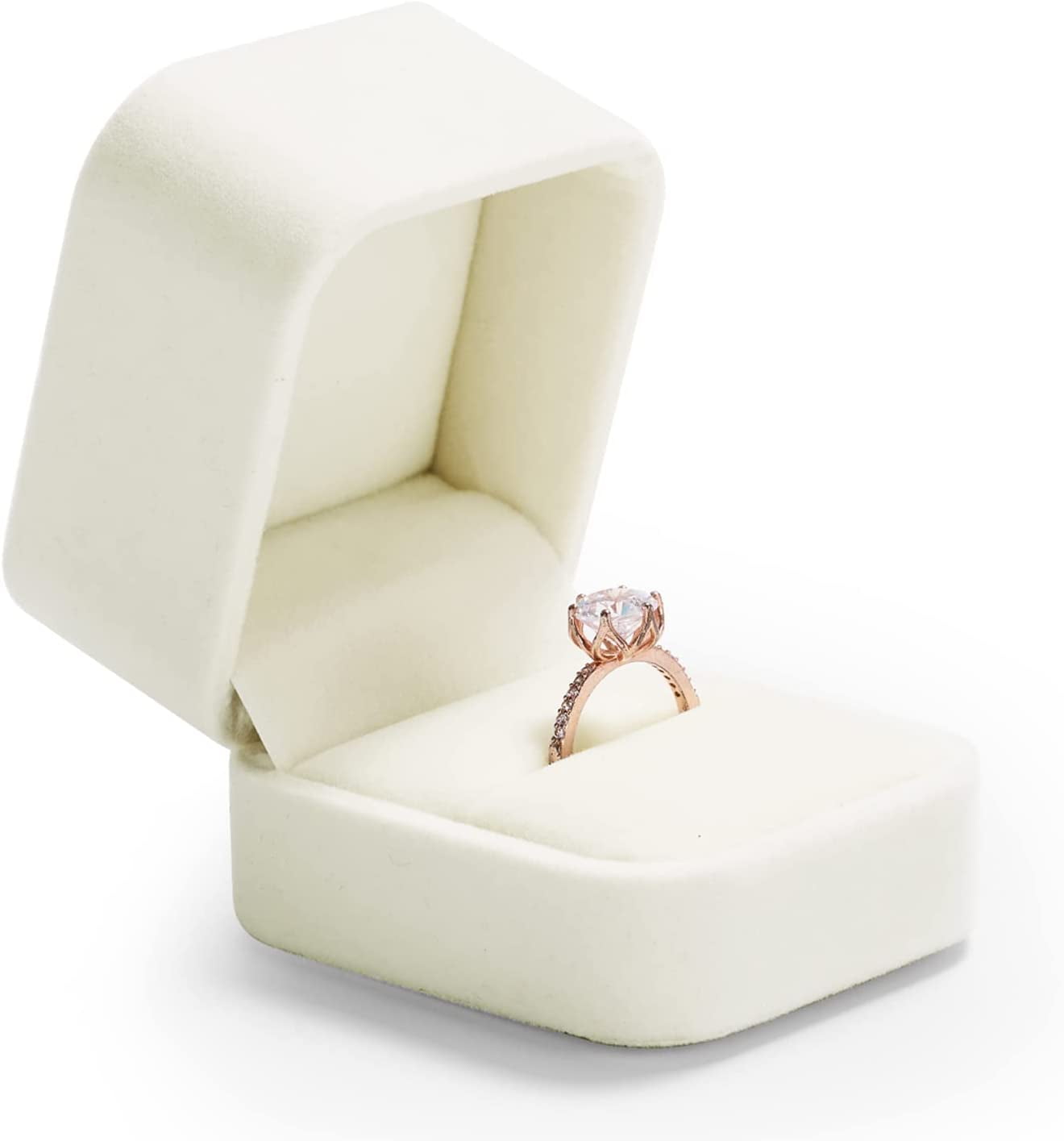 Professional Cream Velvet Ring Box for Proposals and Wedding Ceremonies ...