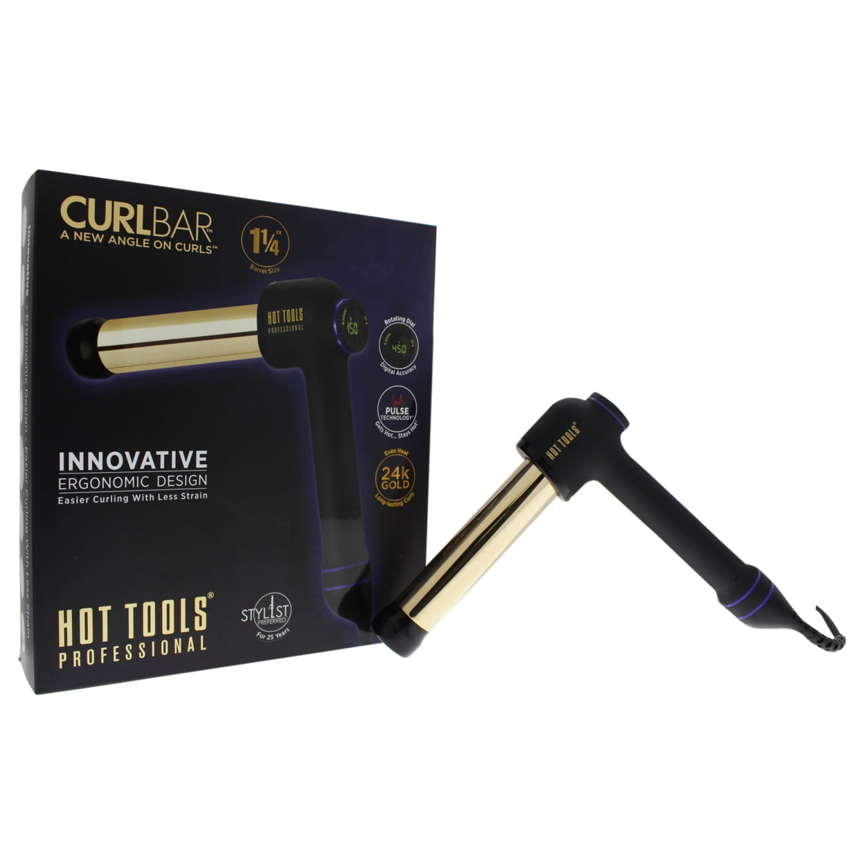 Hot Tools Professional Hair Curl Bar, Ergonomic 1.25 Inch Curling Wand ...