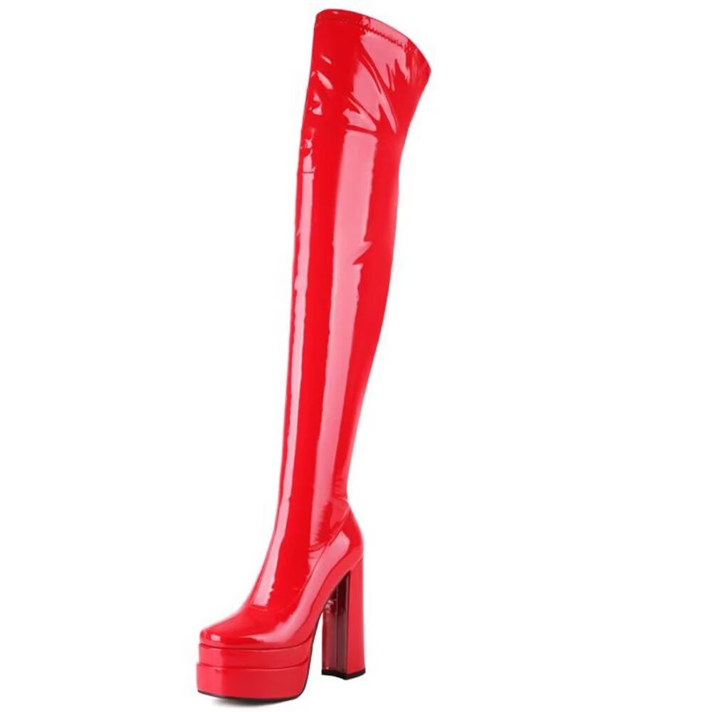 Professional Customized Plus Size Chunky Heel Platform Thigh Boots ...