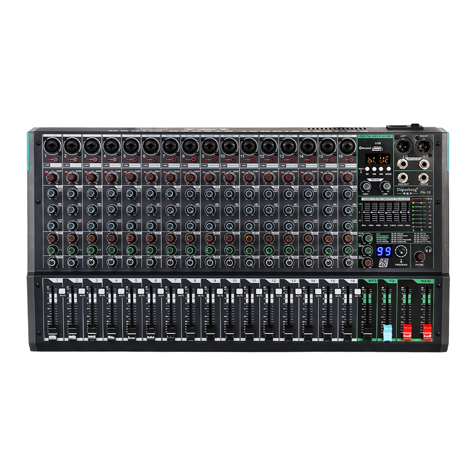 Professional DJ Mixer Sound Board Desk System Interface 16 Channel ...