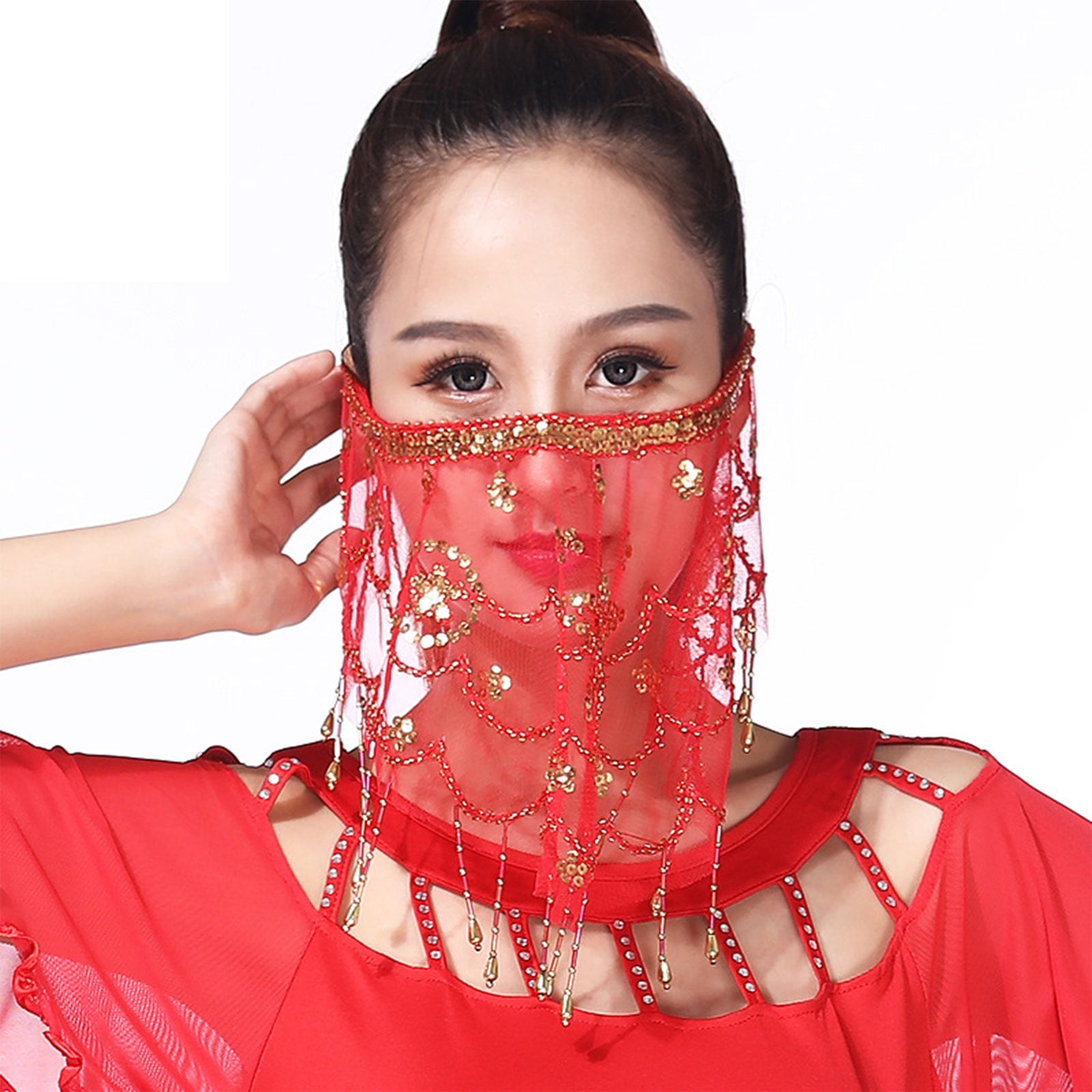 Professional Dance Veil with Sequins, Lightweight Mesh Fabric for Stage ...