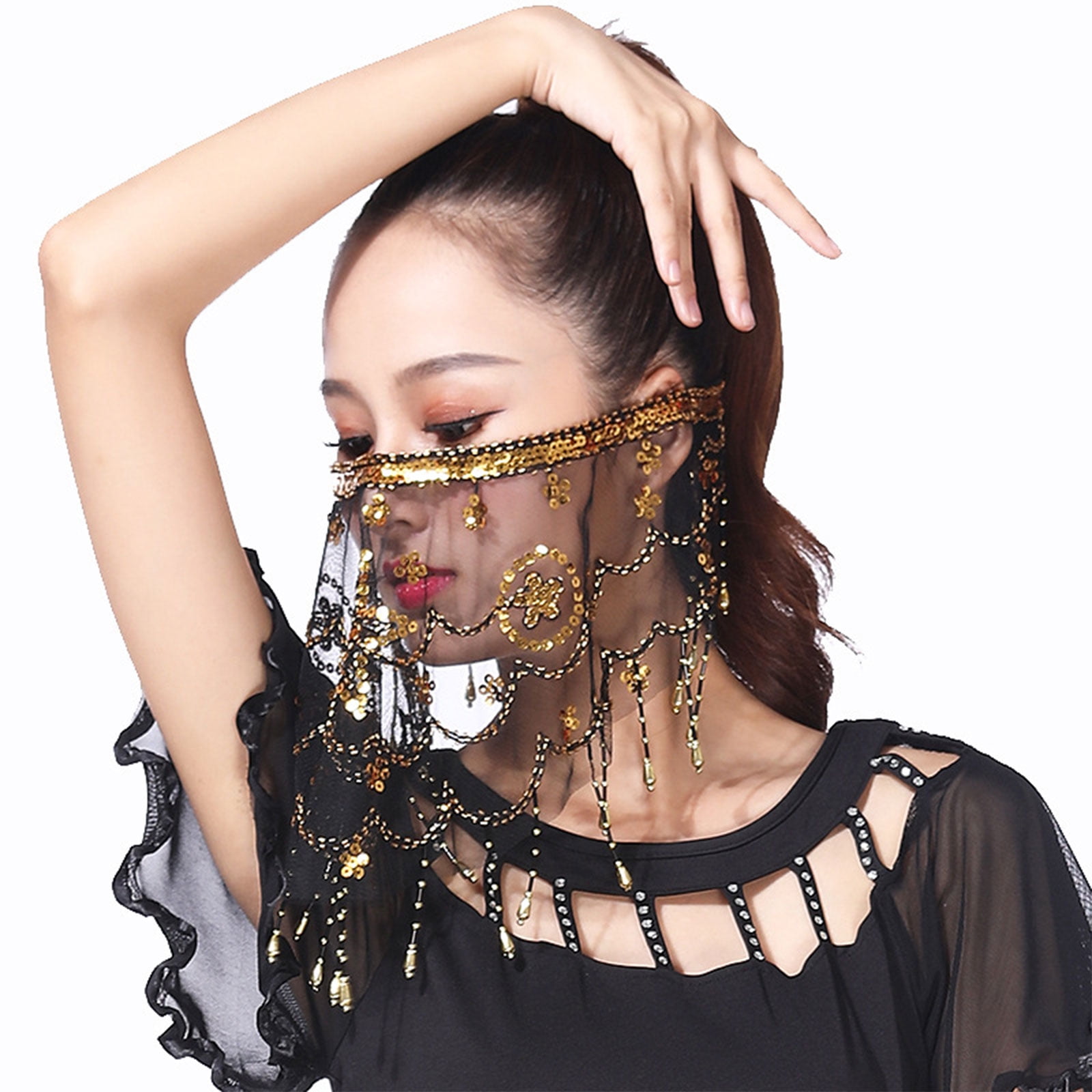 Professional Dance Veil with Sequins, Lightweight Mesh Fabric for Stage ...