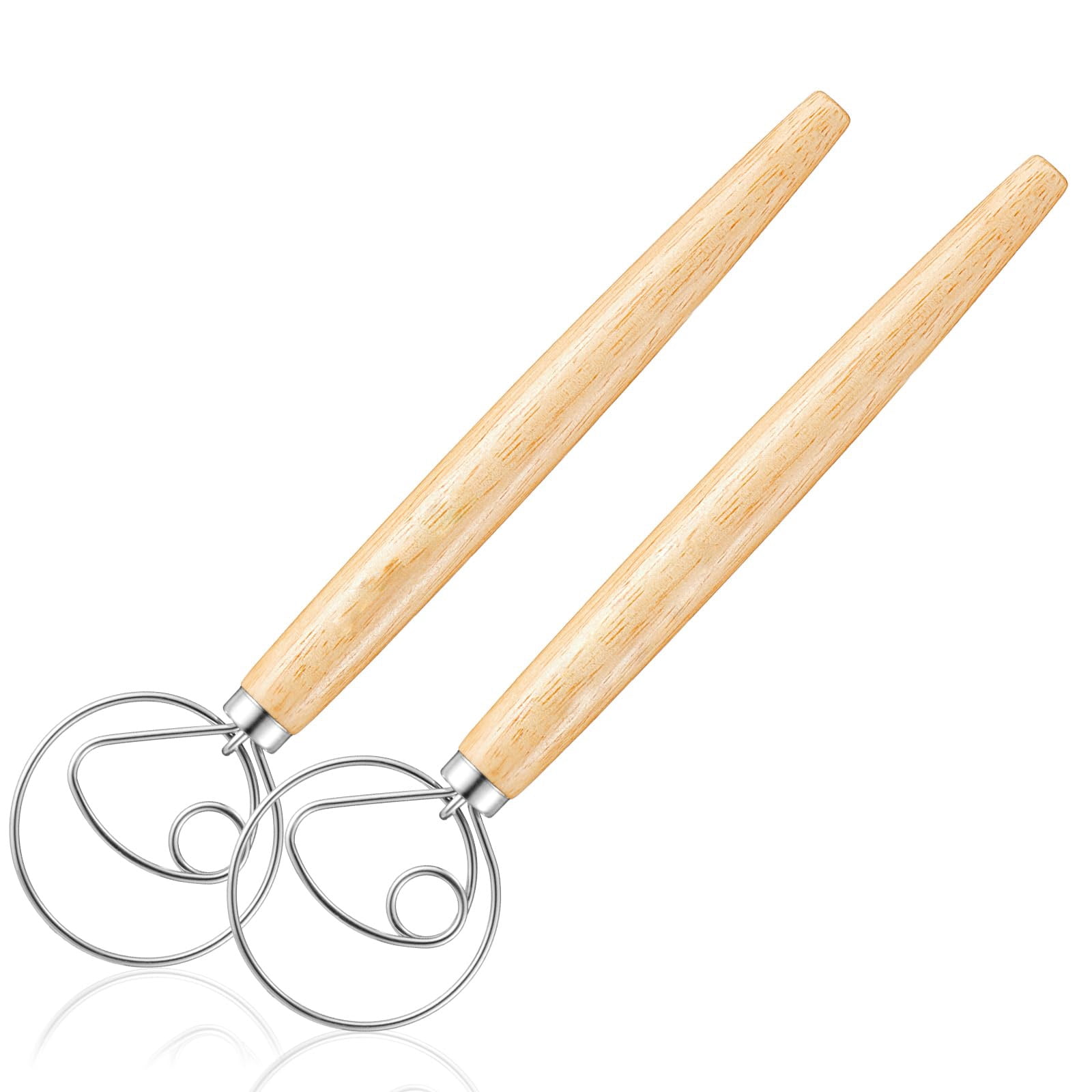 Professional Danish Dough Whisk for Baking, 2 Piece Set Mixes Sourdough ...