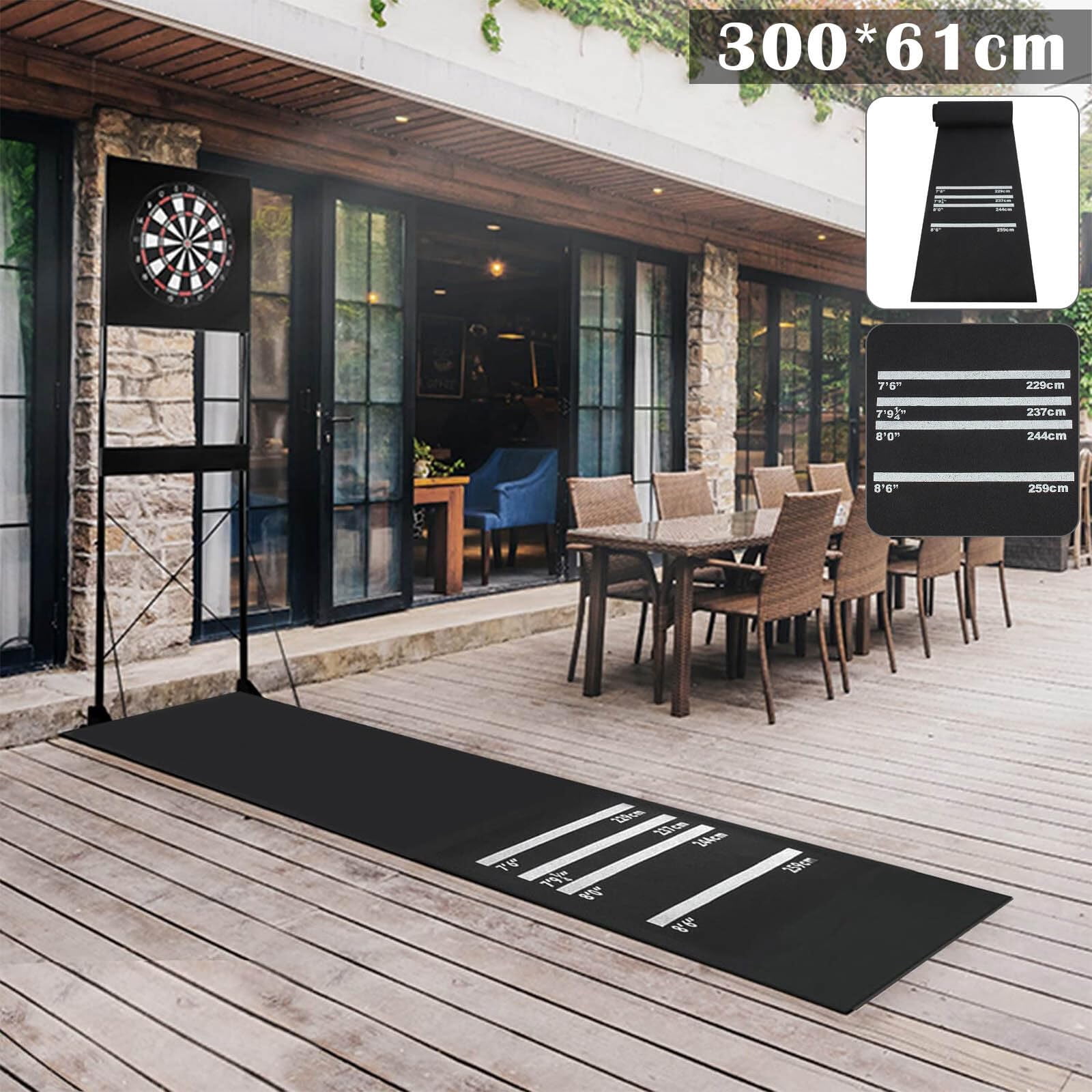 Professional Darts Mat with 4 Standard Throwing Lines Oche - Heavy Duty ...