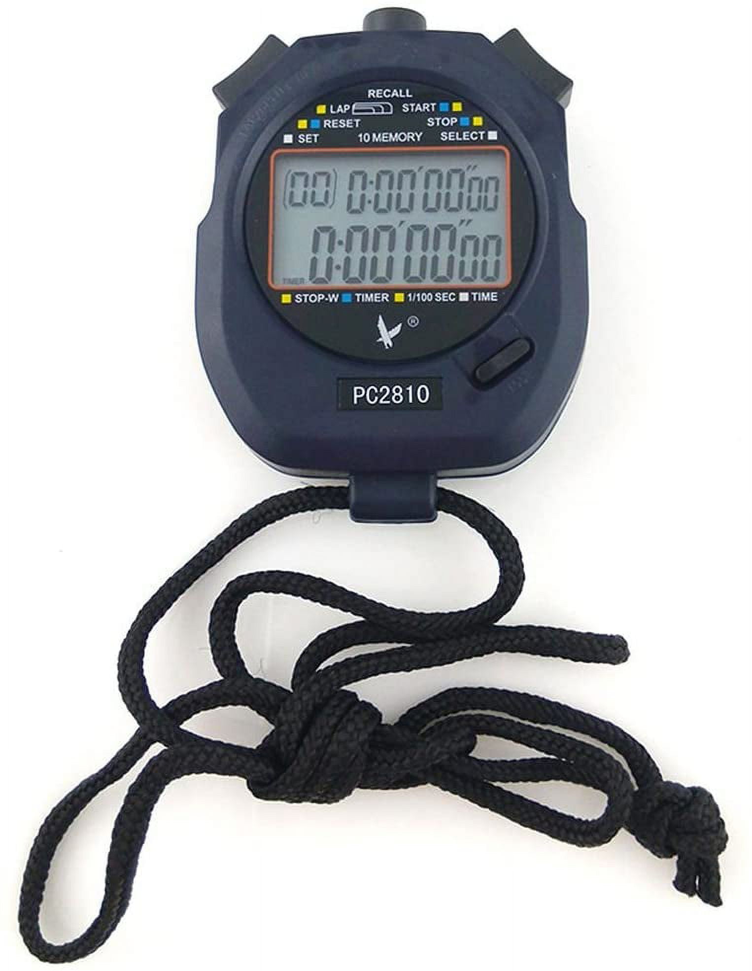 Professional Digital Sport Stopwatch Timer, 2 Rows 10 Memory, Countdown ...