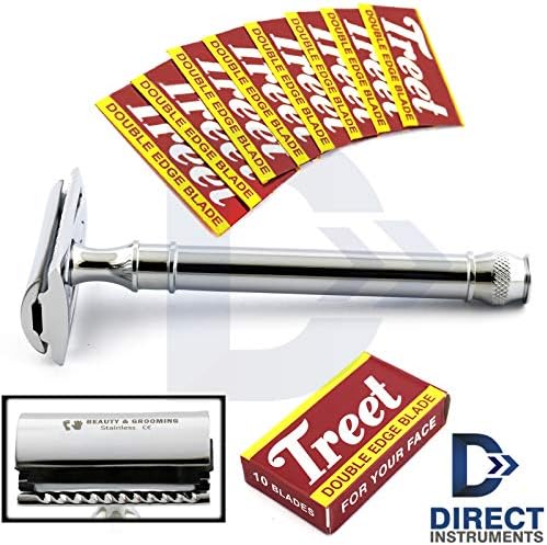 Professional Double Edge Safety Razors Chrome Finish Open Comb Men ...