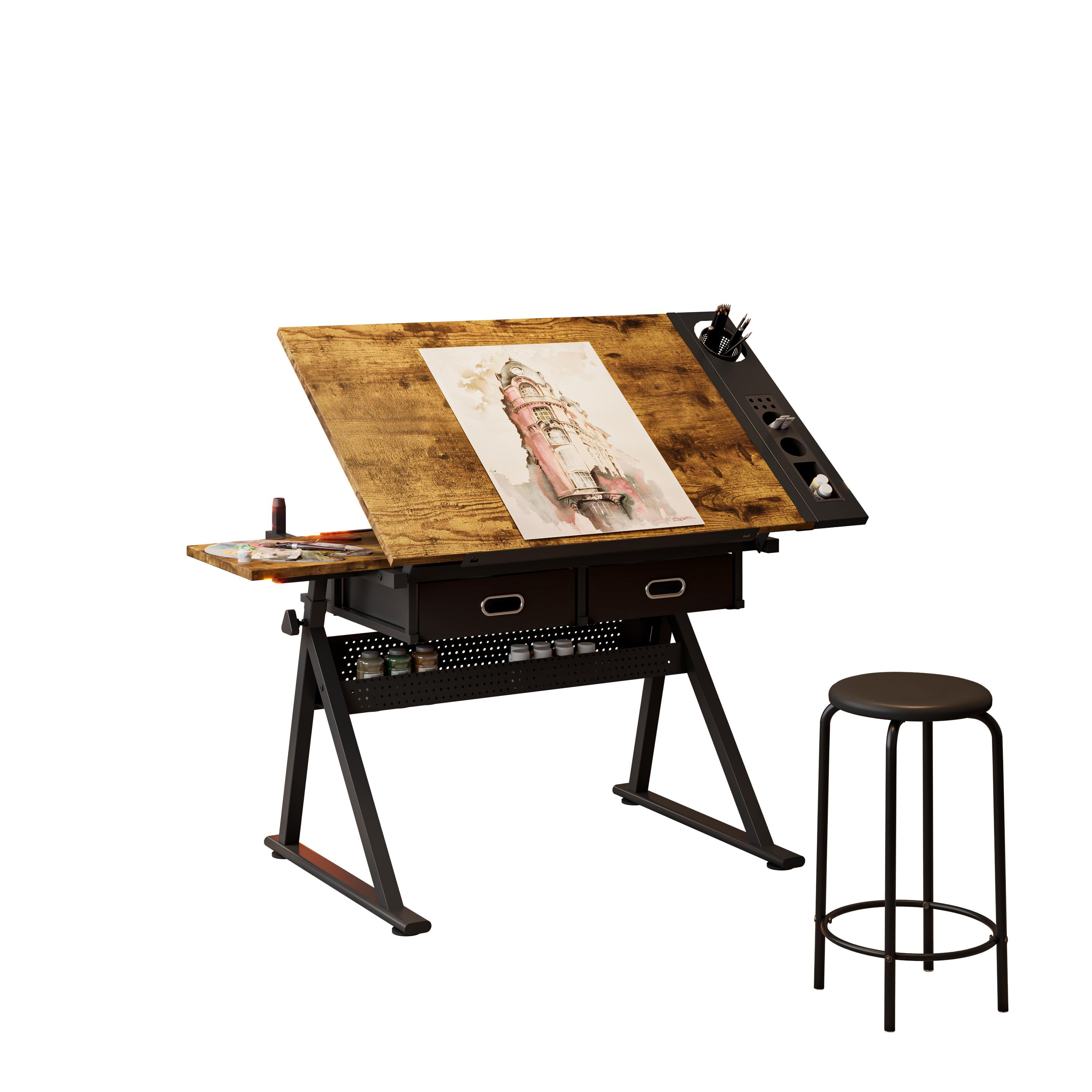 Professional Drafting Table with Stool - Adjustable Artist Desk, 2 ...