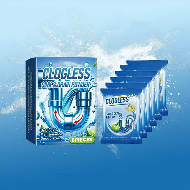 Professional Drain Cleaner Powder 6-PCS, Fast-Acting Pipe Unclogger and ...