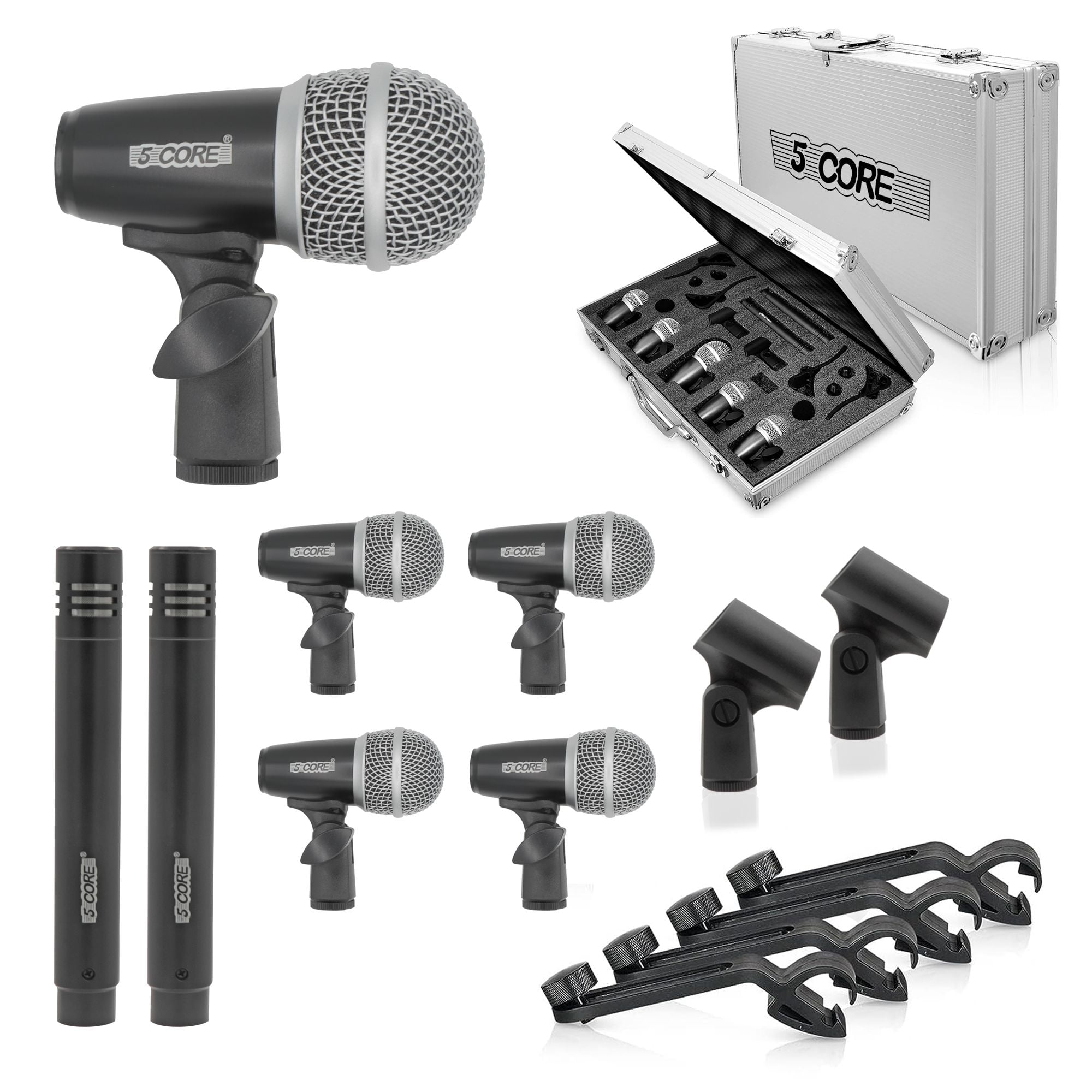 Professional Drum Mic Kit 7 Piece To Snare Kick set XLR Wired Dynamic ...